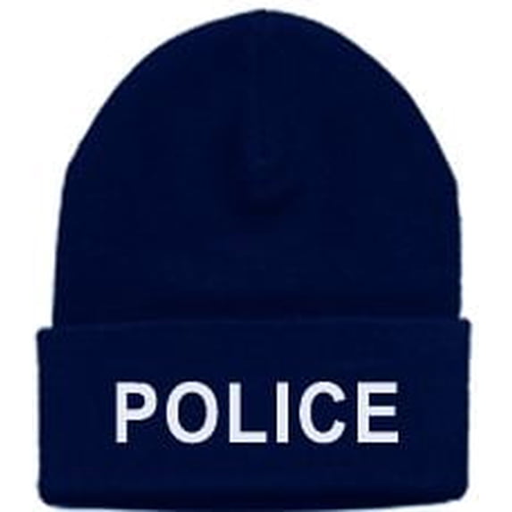 Hero's Pride POLICE Beanie - Dark Navy Acrylic Knit Watch Cap with ...