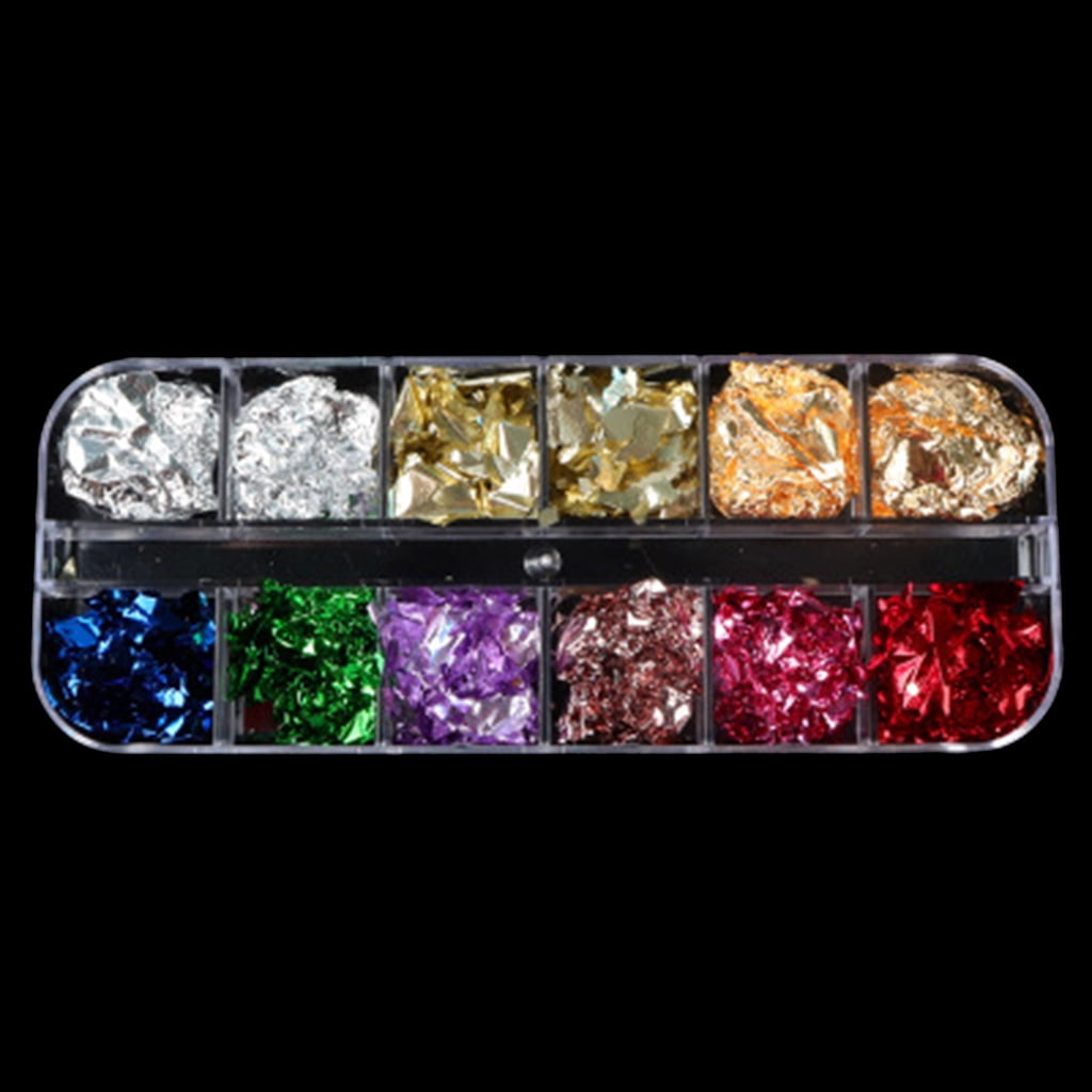 HeroNeo 12 Grids/Box Holographic Glitter Flakes Stars Shape Filling ...