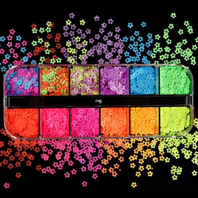 HeroNeo 12 Grids/Box Holographic Glitter Flakes Stars Shape Filling ...