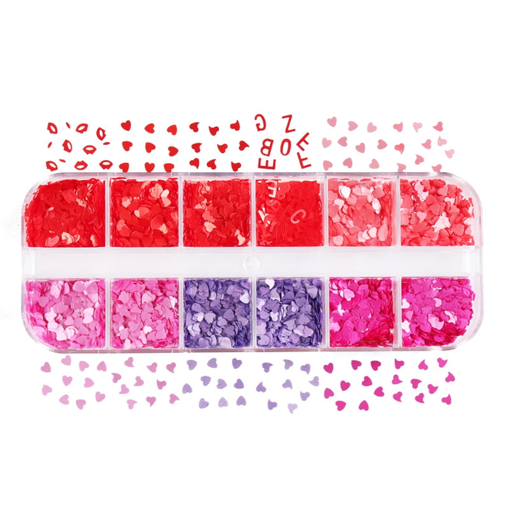 HeroNeo 12 Grids/Box Holographic Glitter Flakes Stars Shape Filling ...
