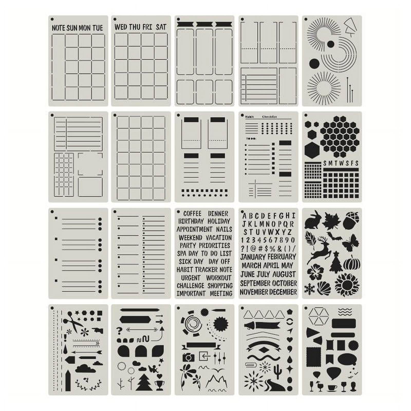 HeroNeo 20PCS A5 Planner Stencils Journal Templates DIY Drawing ...