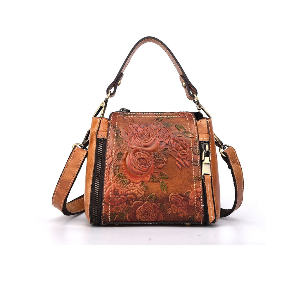 HeroNeo Vintage Women Flower Embossed Style Handbag Leather Crossbody ...