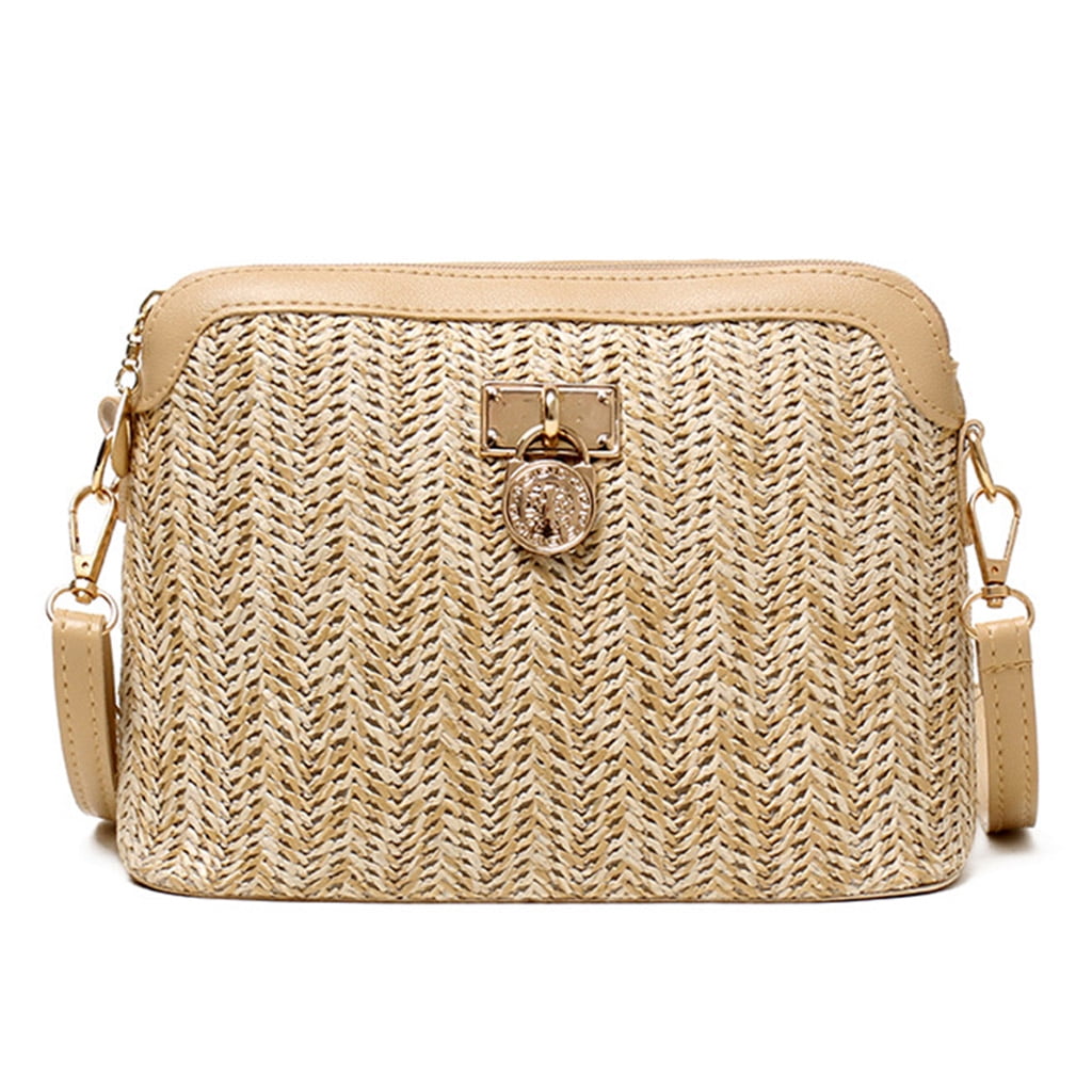Heroneo Women Straw Woven Shoulder Bag Crossbody Tote Ladies Summer ...