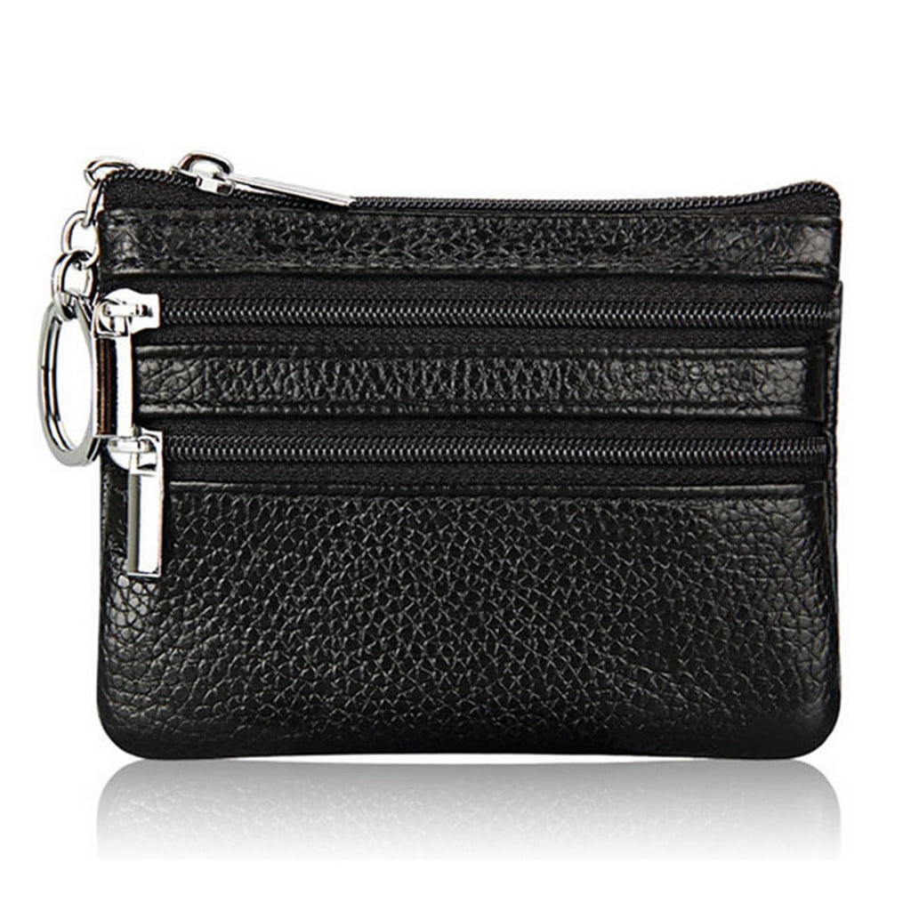 HeroNeo Women Men Leather Coin Purse Card Wallet Clutch Double Zipper ...