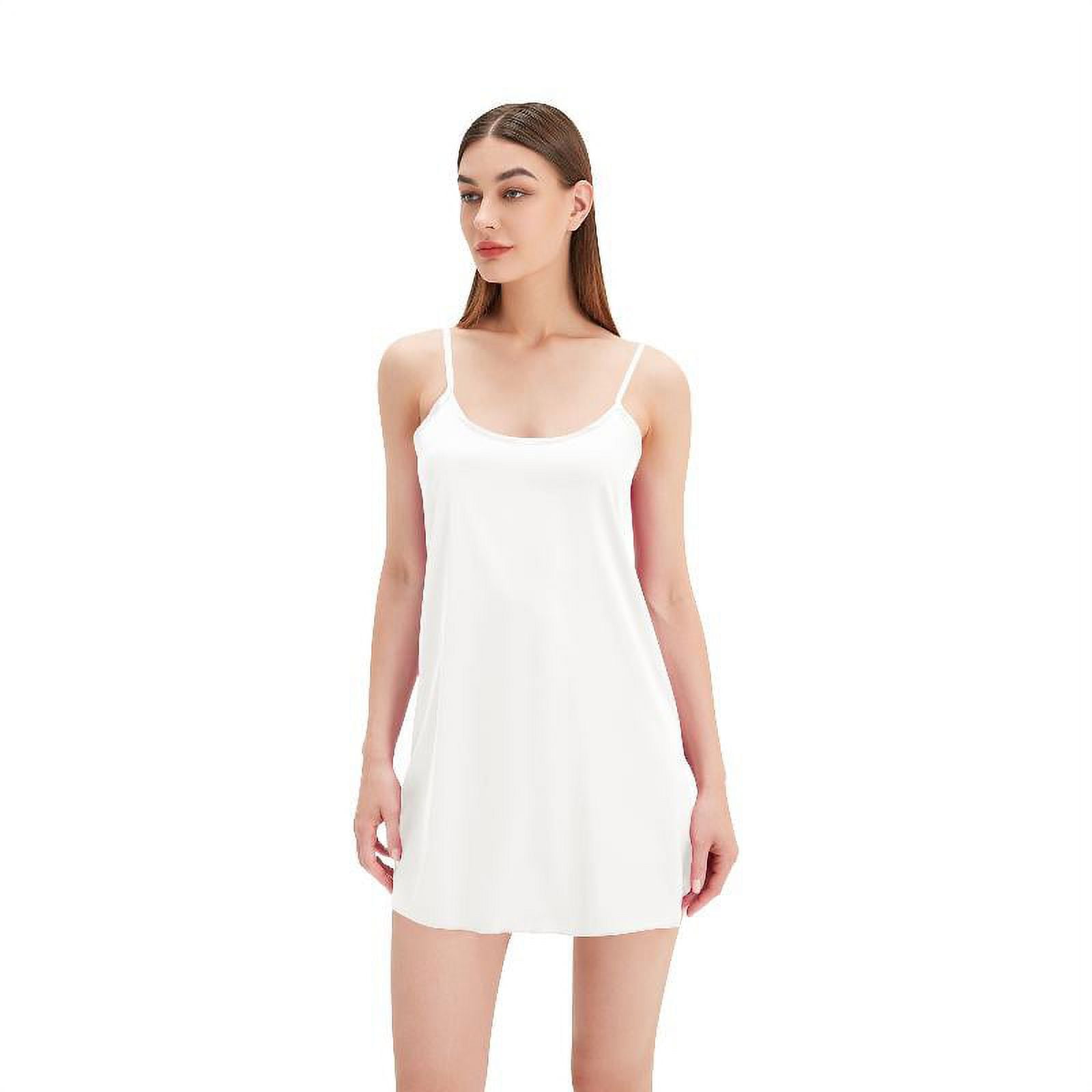 HeroNeo Women Satin Spaghetti Strap Nightgown V-Neck Flared Hem Long ...