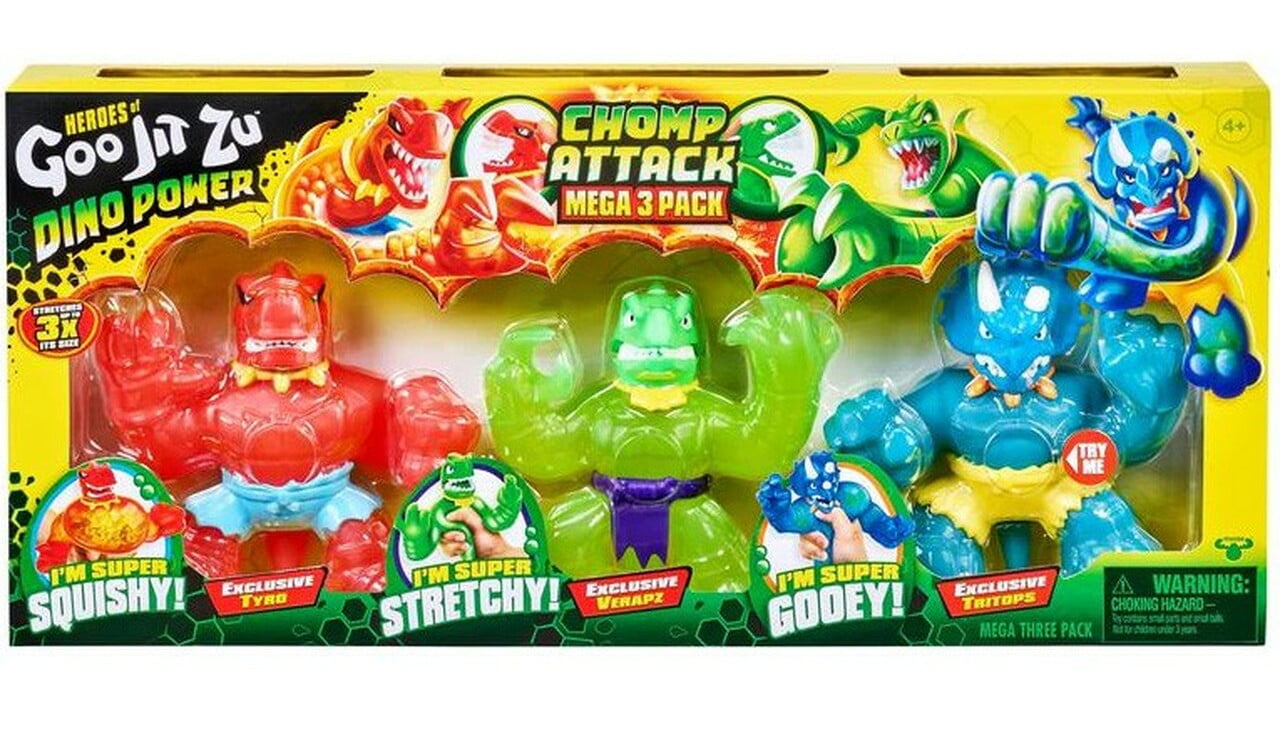 Brand New Goo Jit Zu Dino Power Chomp Attack Mega 3 Pack, MOY41257 ...