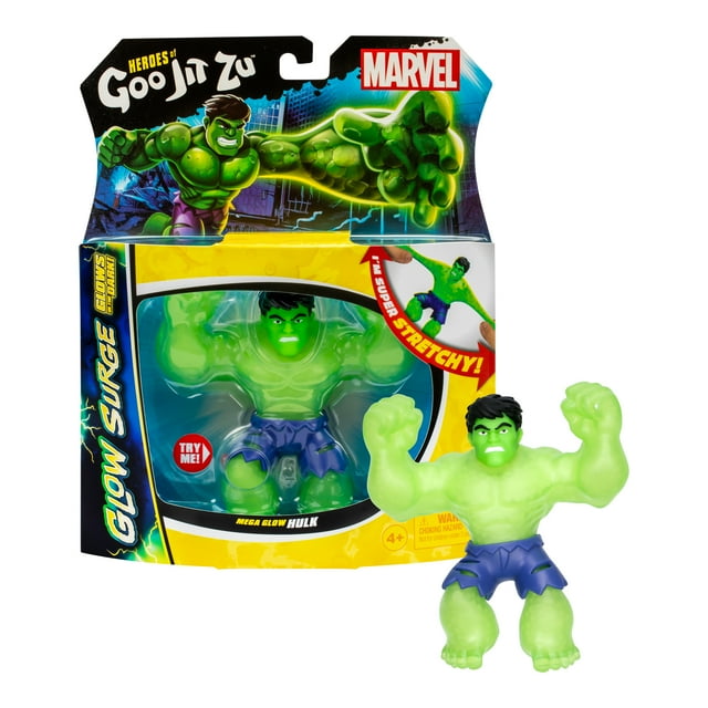 Heroes of Goo Jit Zu GLOW SURGE Mega Hulk Action Figure Super Stretchy ...