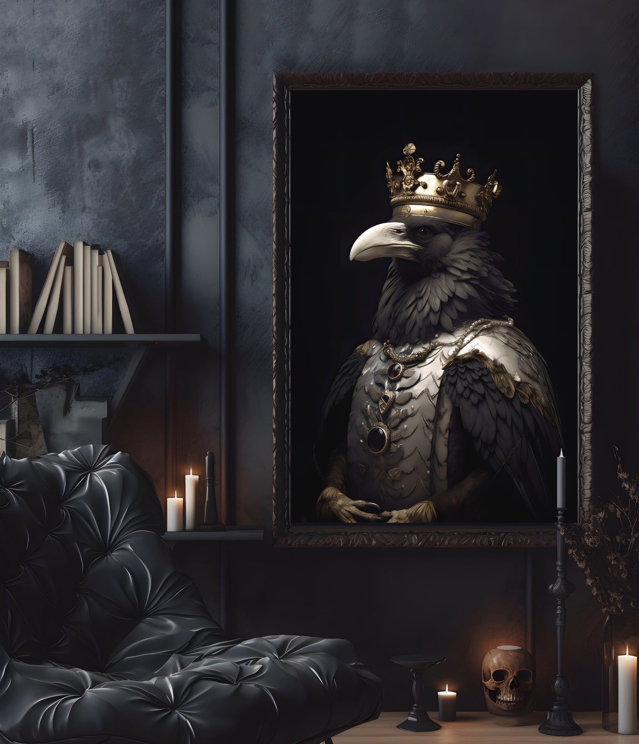 Heroic Portrait Of The Crow King Poster, Vintage Gothic Aesthetic, Home ...