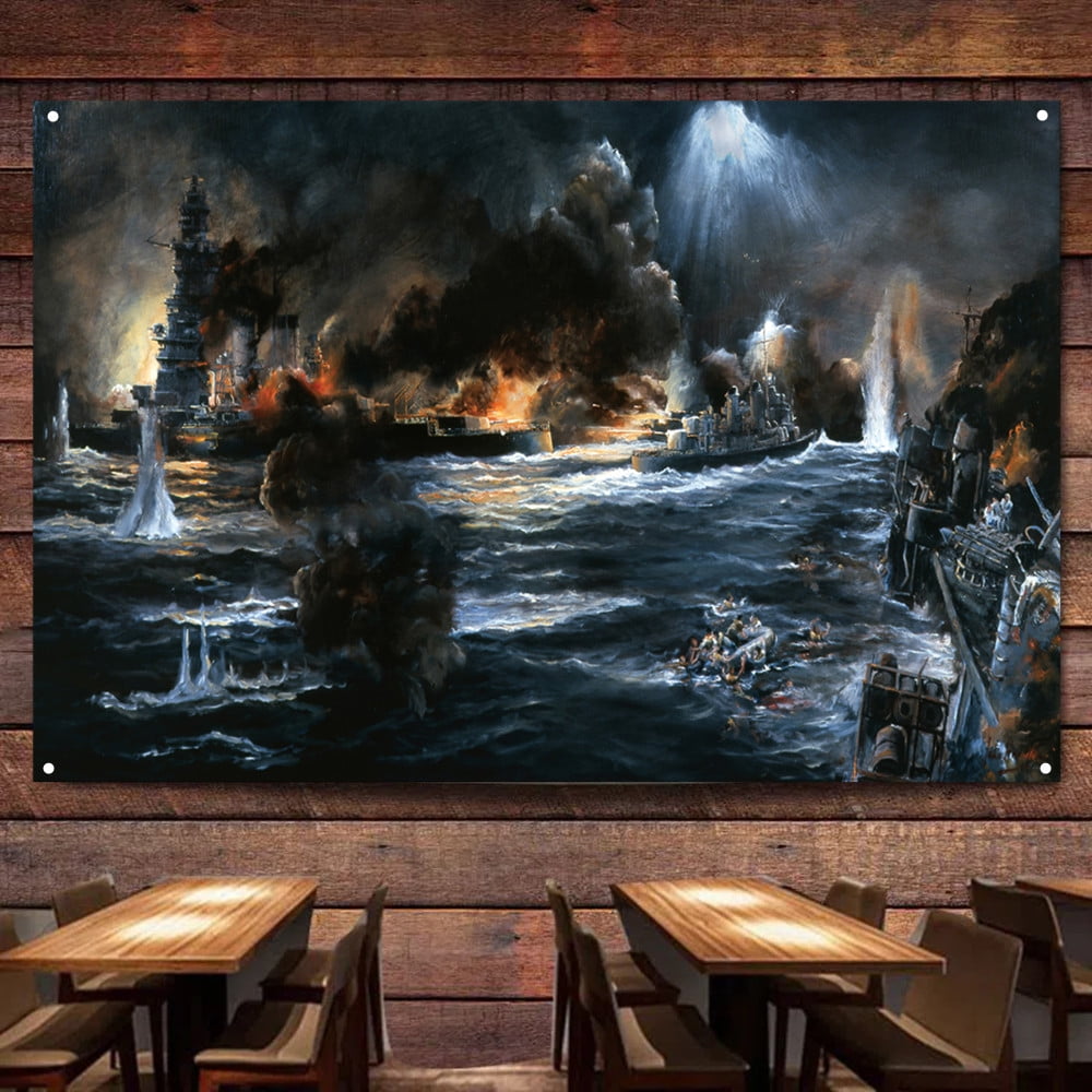 Heroic Voyages of USS Gwin Flag Banner Wall Chart Canvas Painting WW II ...
