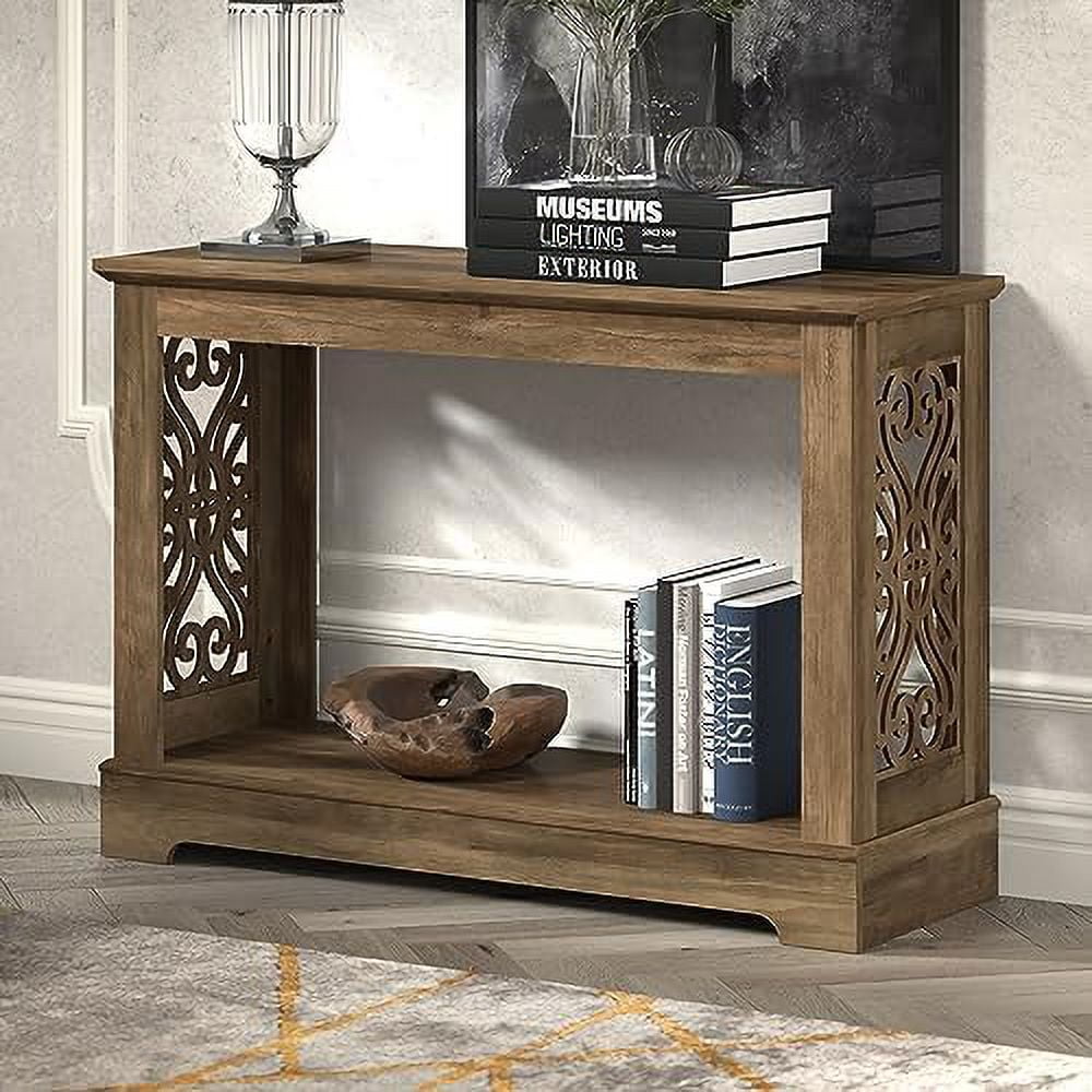 Heron Mission Sofa Console Table, Bookshelf with Storage, Entryway ...