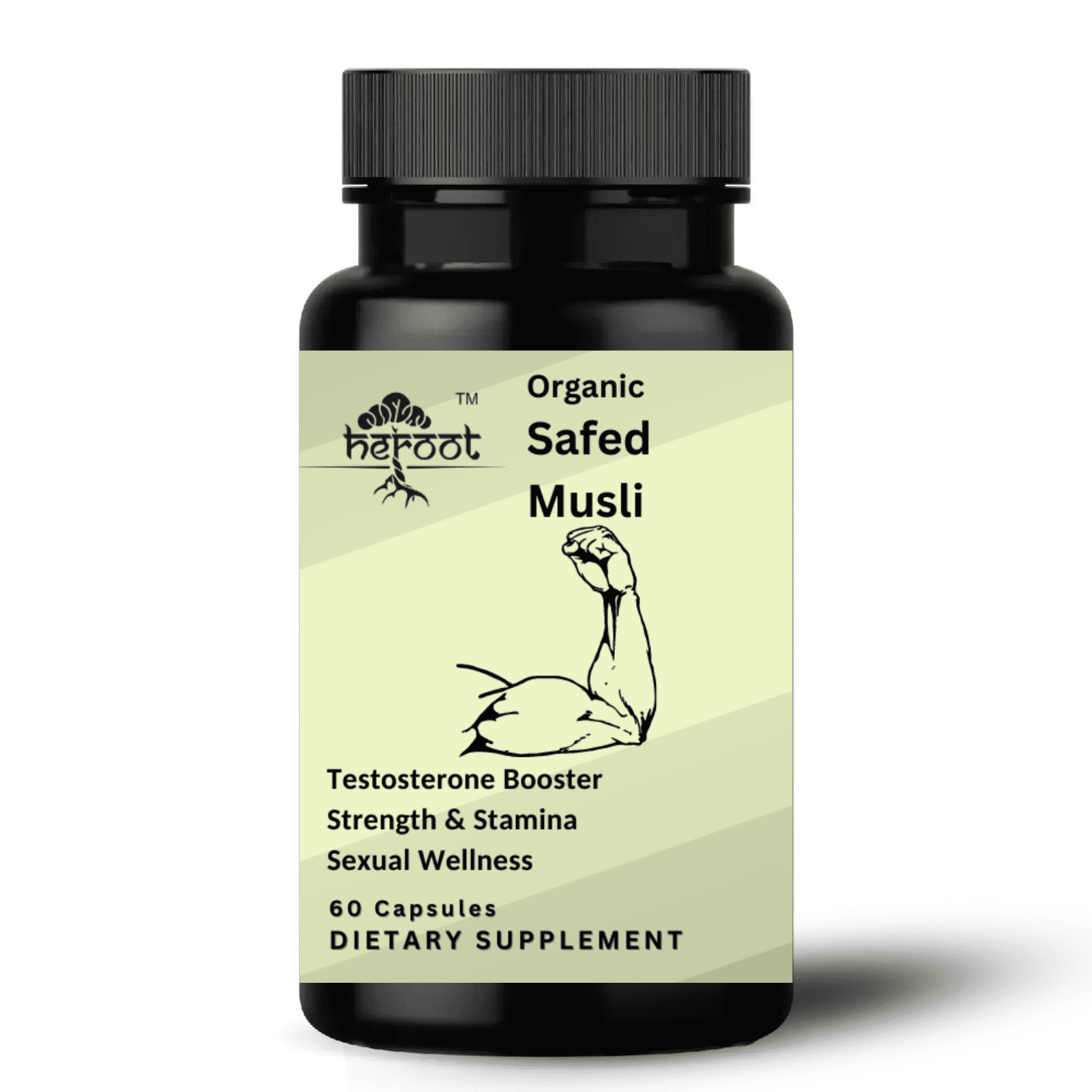Heroot Organic Bio Safed Musli 500mg 60 Capsules, Supports Strength and ...