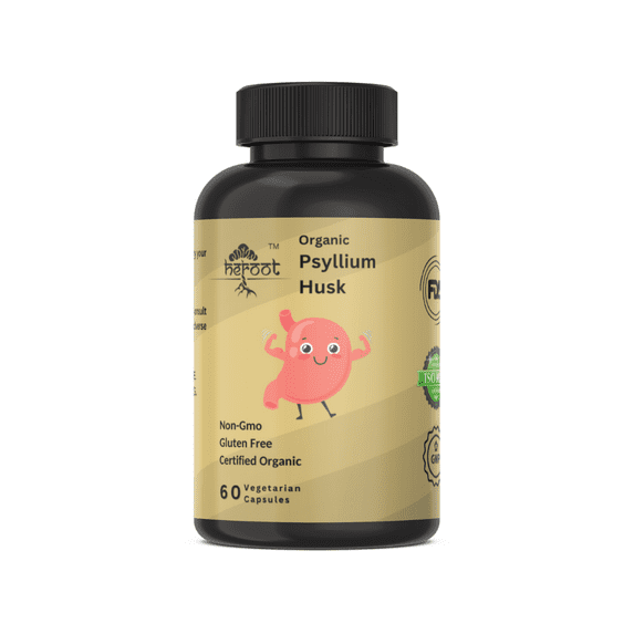 Heroot Organic Psyllium Husk 1000mg Capsules Helps Digestion, Supports ...