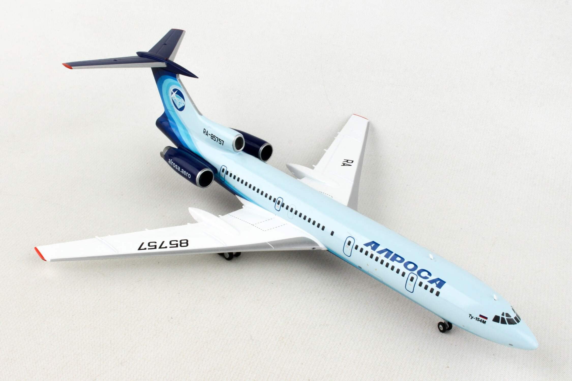 Herpa HE571388 1-200 Scale Alrosa Tupole154M Last Flight Model Airplane ...