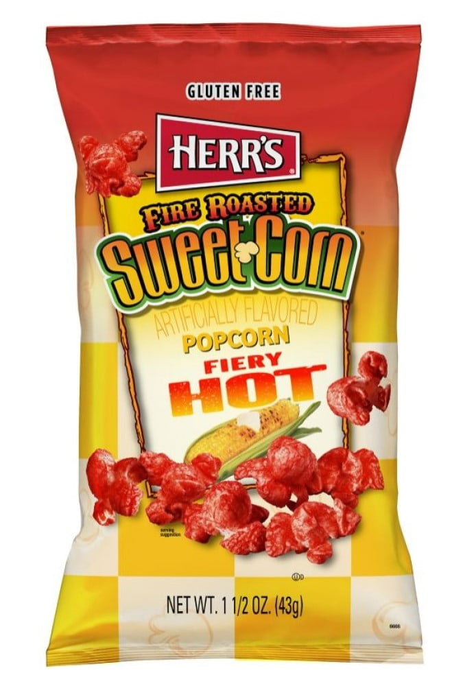 Herr's 4261 Fire Roasted Sweet Corn Popcorn Fiery Hot 1.5 oz. Bag, Pack ...