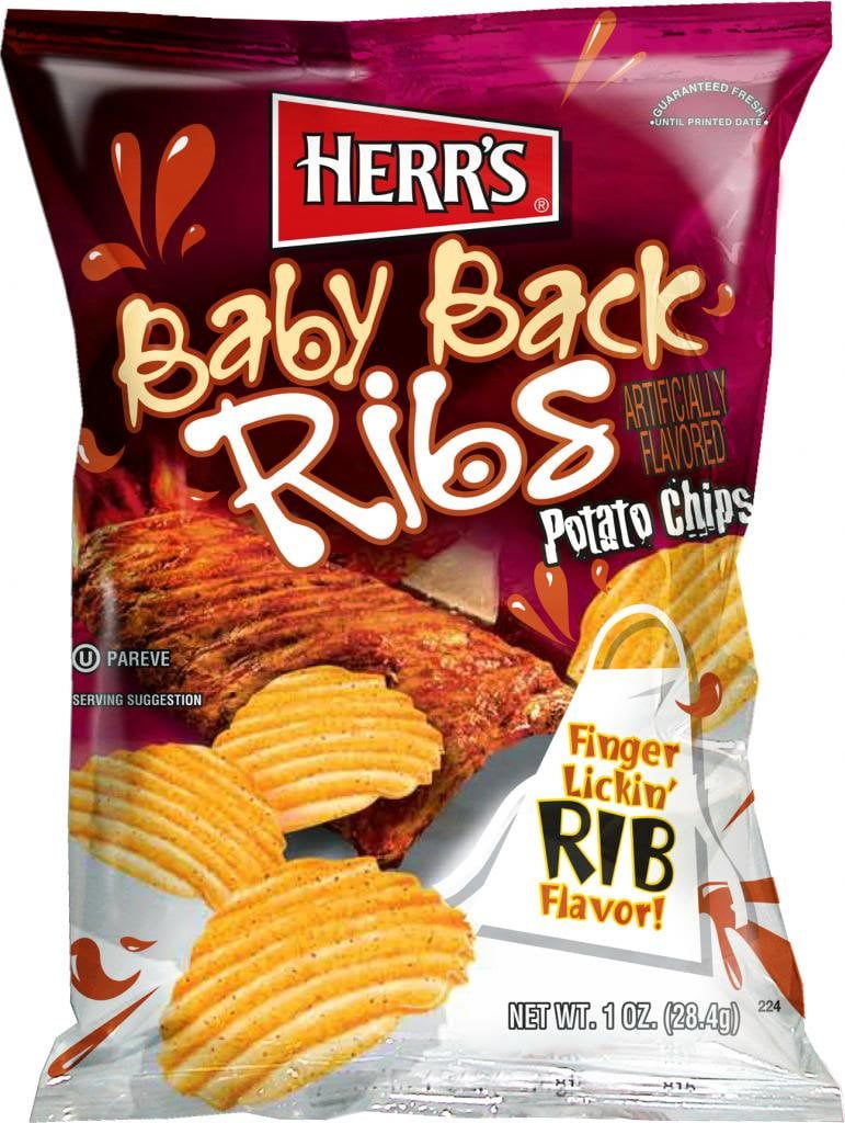 Herr's Baby Back Ribs Chips 1 oz Pack of 84 - Walmart.com