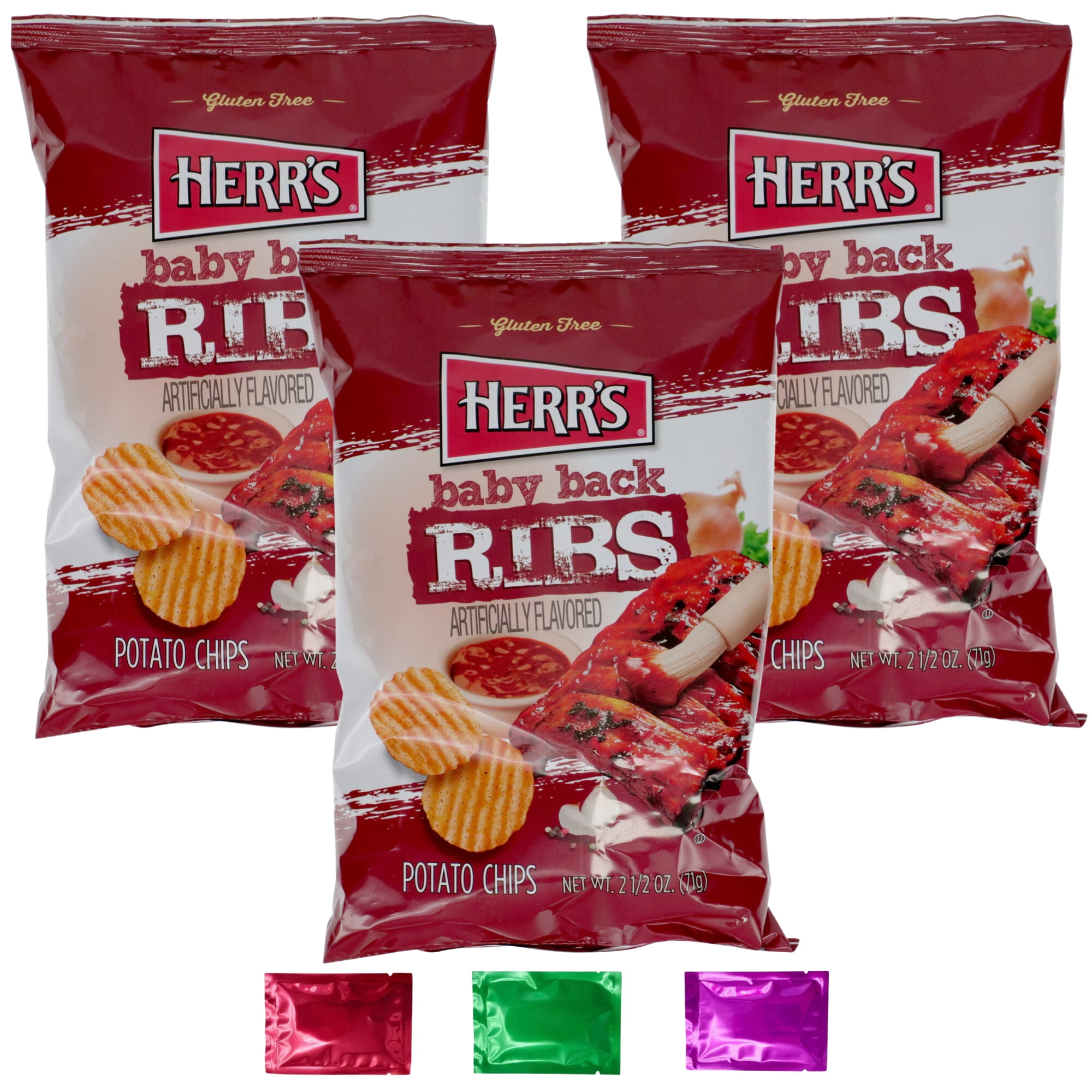 Herr's Baby Back Ribs Potato Chips, Gluten-Free Flavored Chips Snacks ...