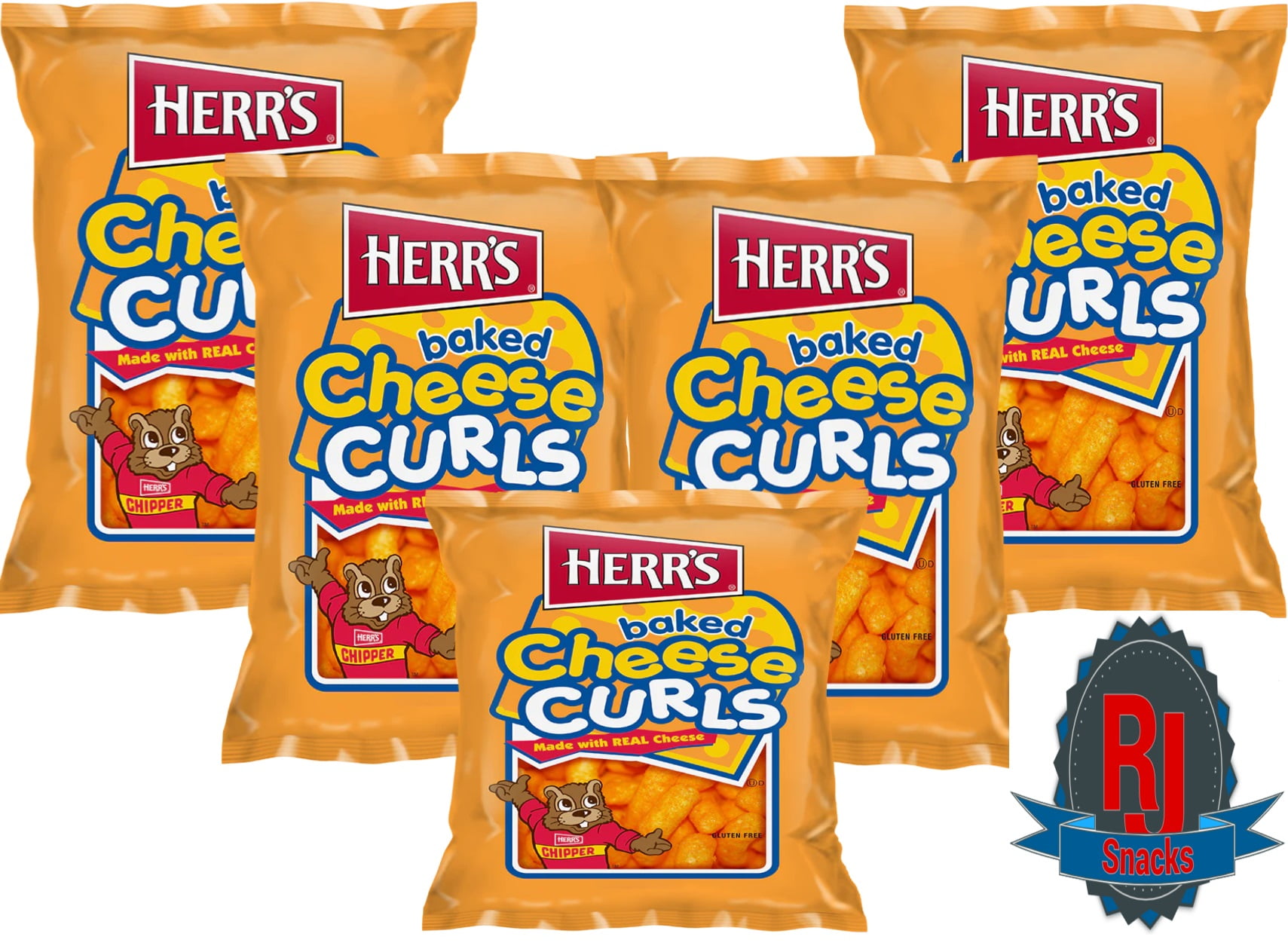 Herr`s Baked Cheese Curls 1 oz Pack of 42 (Curated by RJ Snacks ...