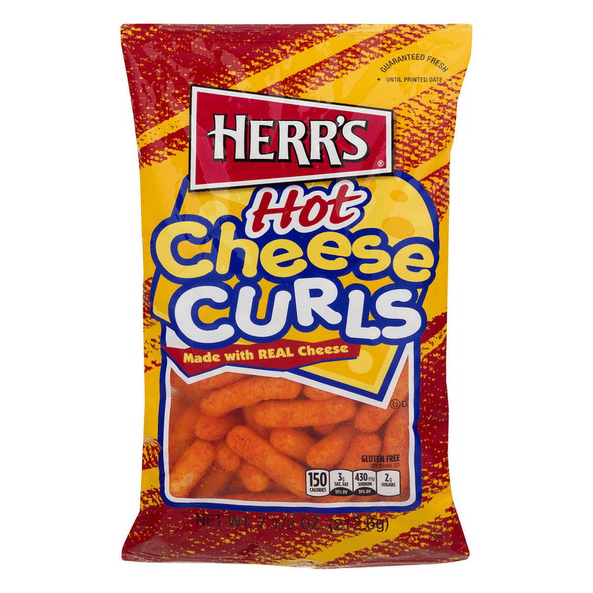 Herr's Crunchy Cheesy Puff Snack, Baked Hot Cheese Curls, 4-Pack 7.5 Oz ...