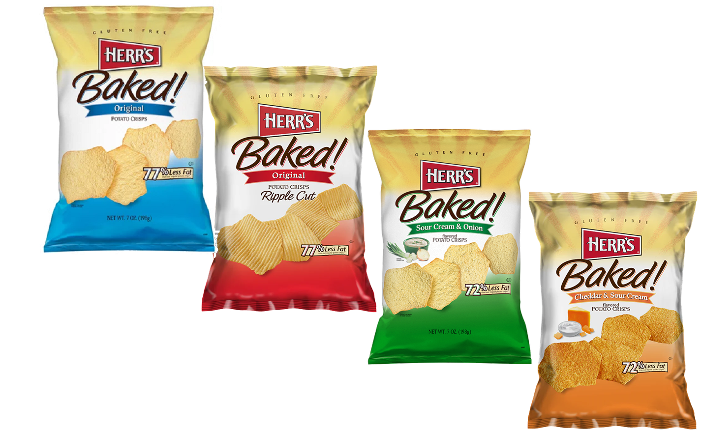 Herr's Baked Potato Crisps, Variety 4-Pack 7 oz. Sharing Size Bags ...