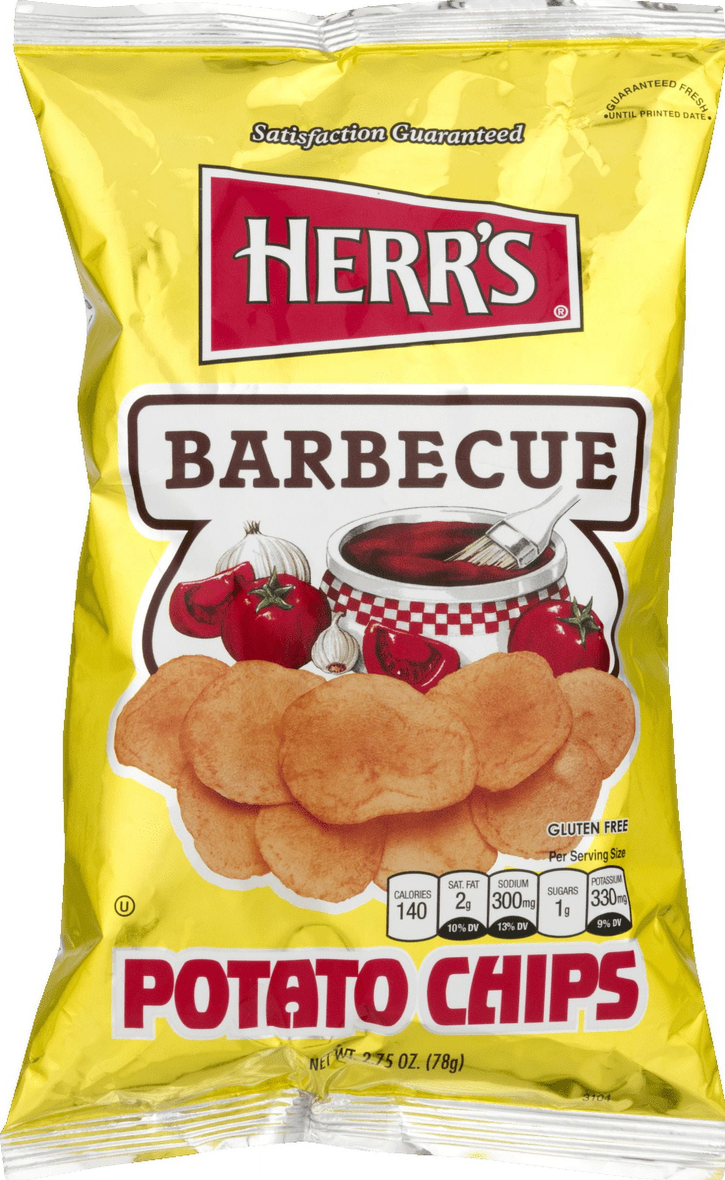 Herr's Barbecue Flavored Potato Chips, 24-Pack Case 2.75 oz. Single ...