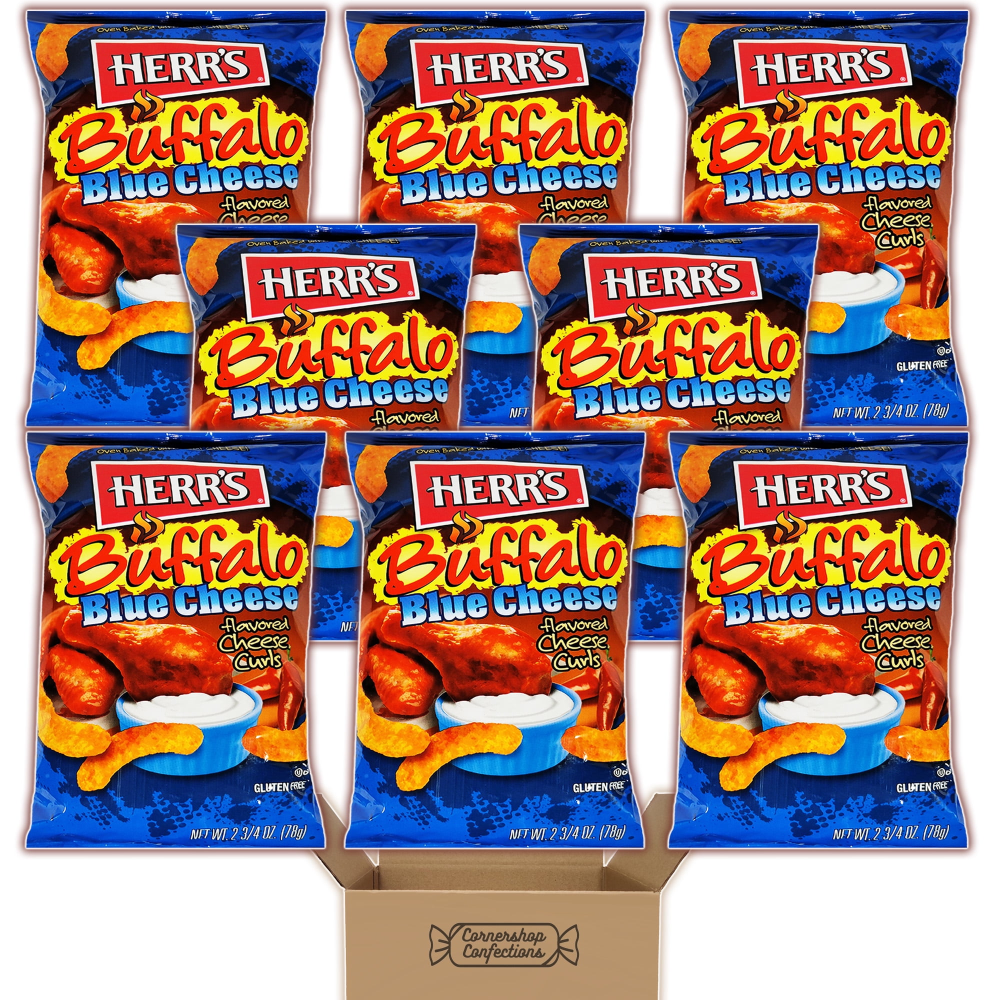 Herr's Buffalo Blue Cheese Flavored Cheese Curls 8 Bag Bulk Pack - 8 ...