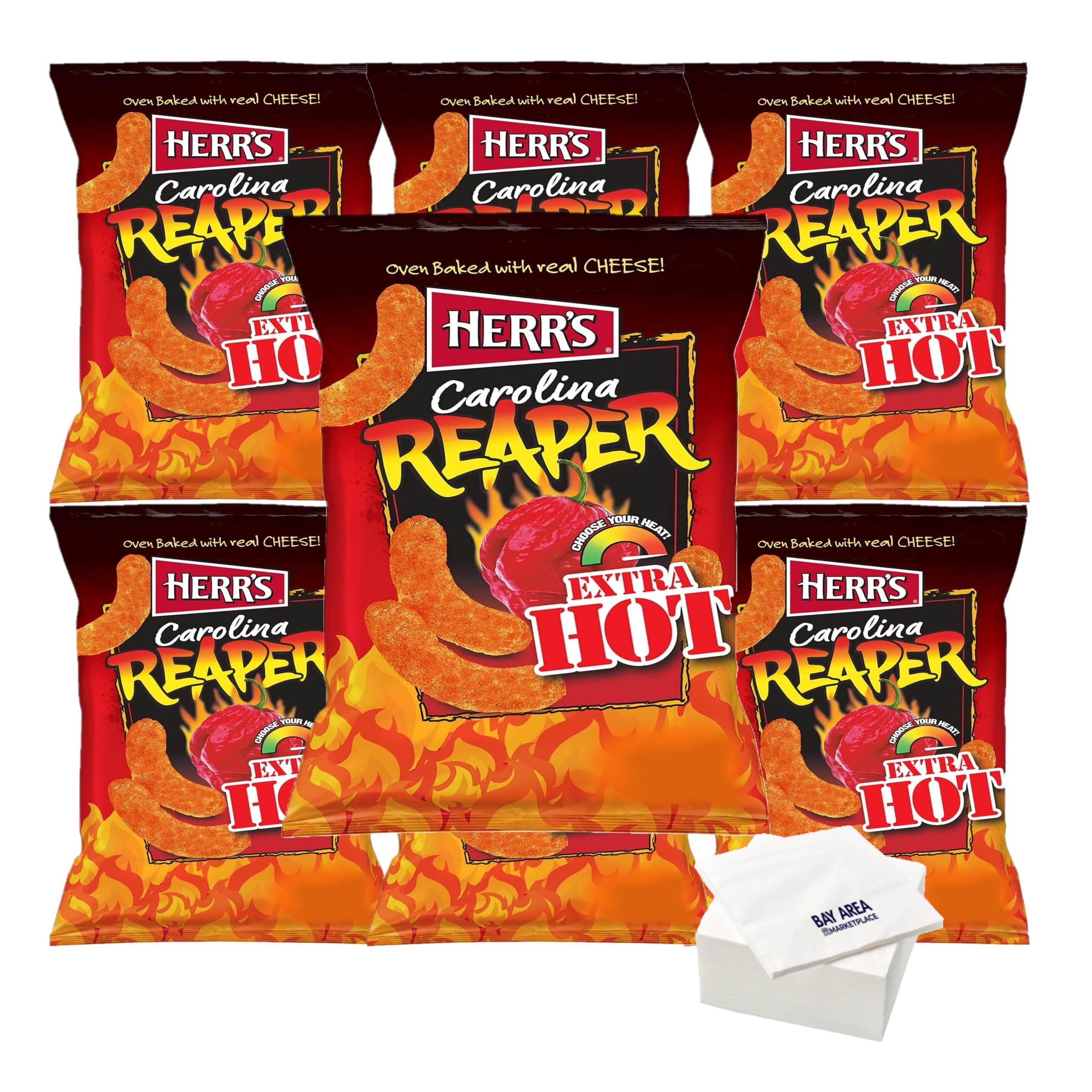Herr's Carolina Reaper Cheese ZS23 Curls, 2.75 ounce bags, Pack of 6 ...