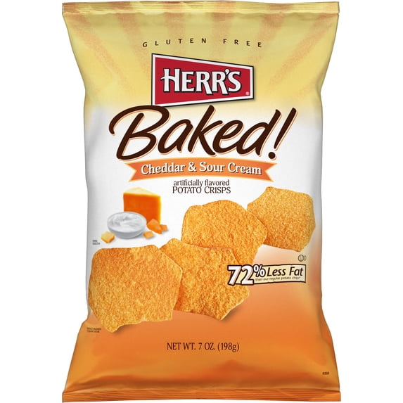 Herr's, Cheddar & Sour Cream Baked Crisps, 7oz, Gluten Free - Walmart.com