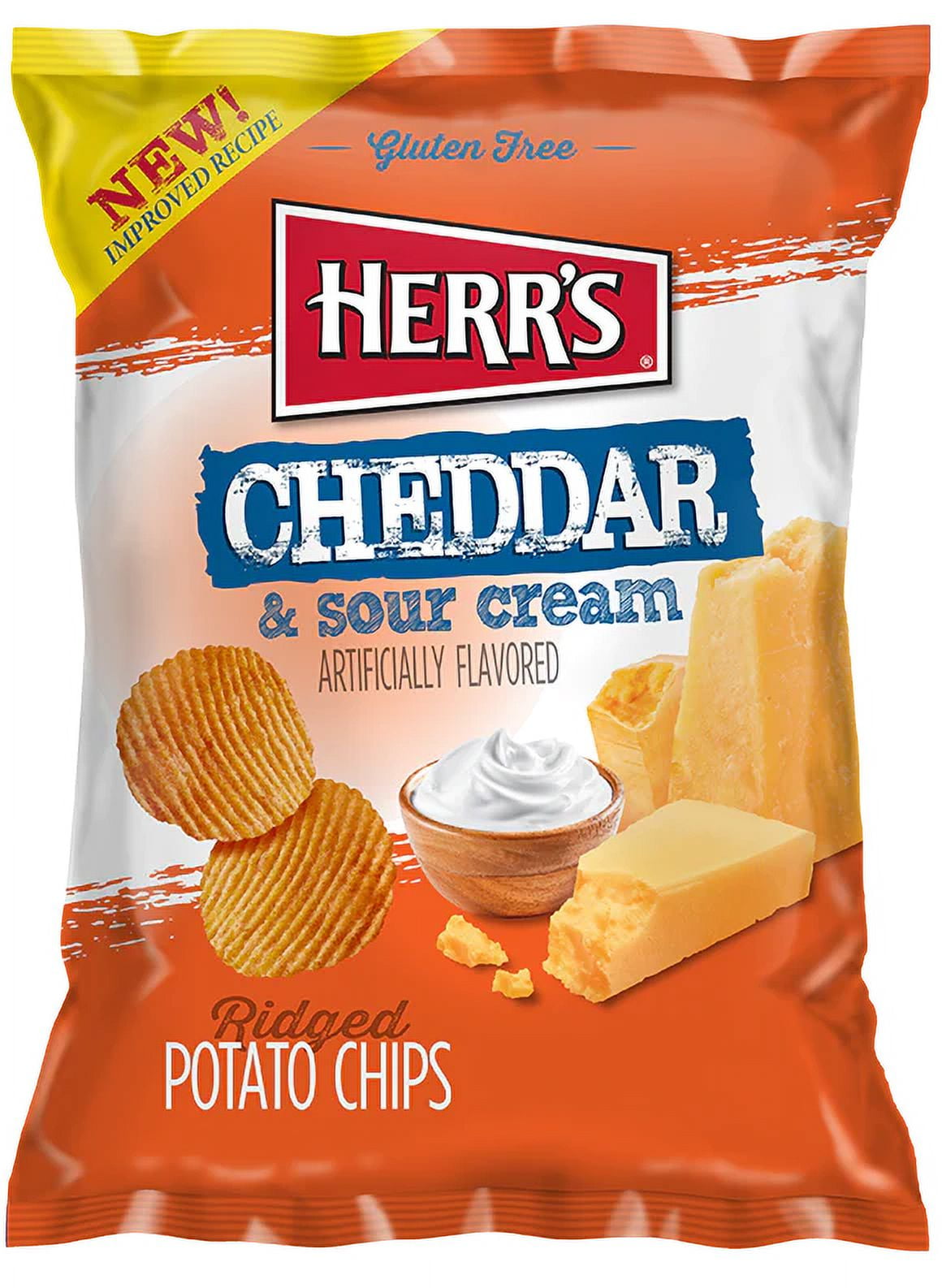 Herr's Cheddar & Sour Cream Ridged Potato Chips, 24-Pack Case 2.75 oz ...