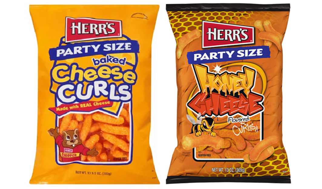 Herr's Cheese Curls & Honey Flavored Cheese Curls, Variety 2-Pack 13 oz ...