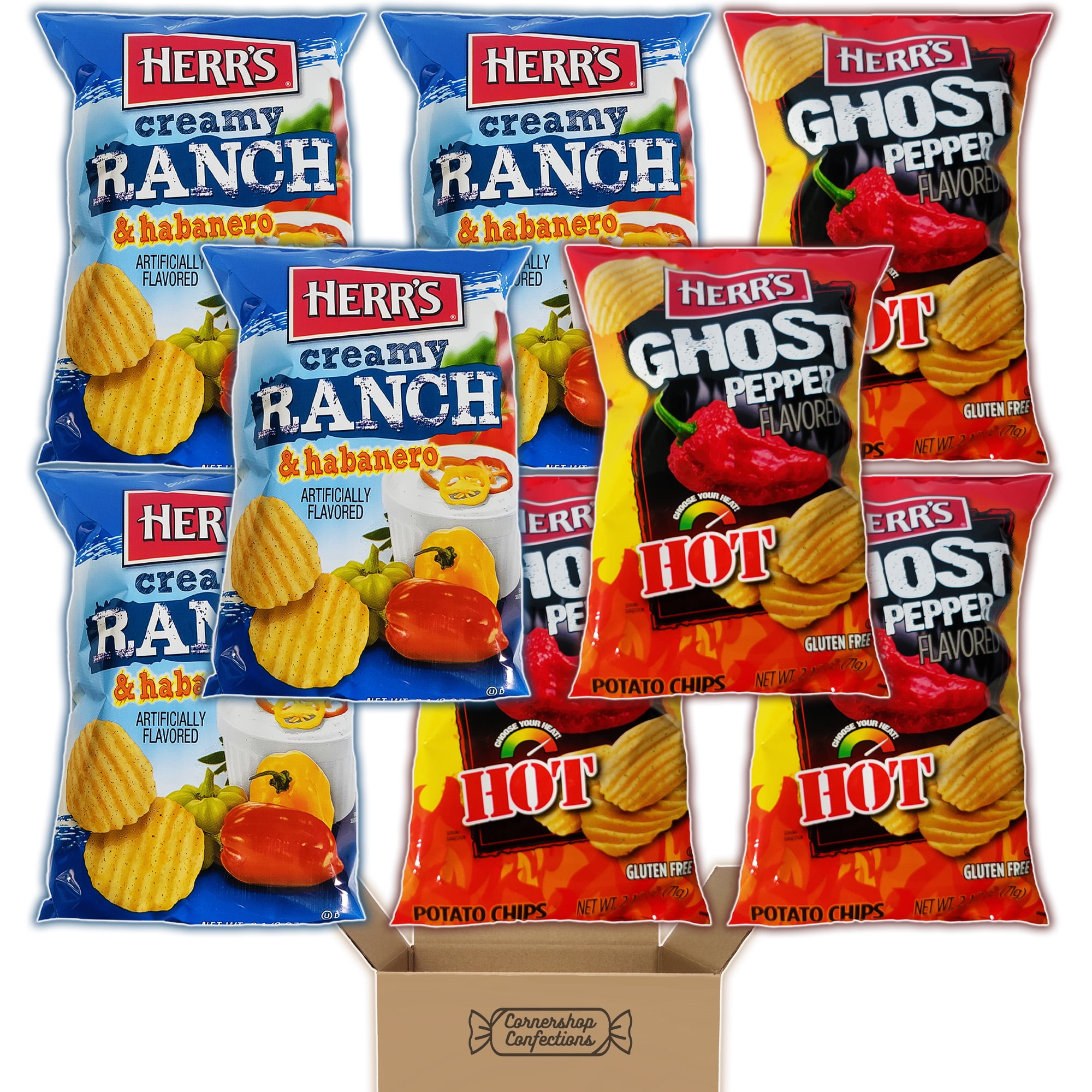 Herr's Creamy Ranch and Habanero and Ghost Pepper Potato Chips 8 Bag ...