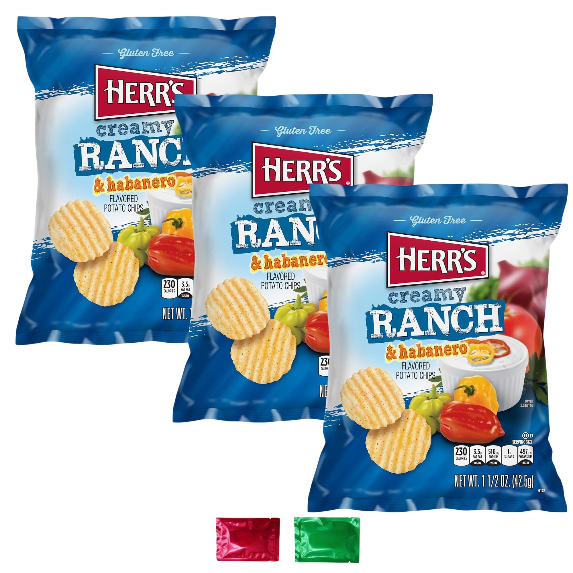 Herr’s Creamy Ranch & Habanero Potato Chips Snacks, Flavored Ripple ...