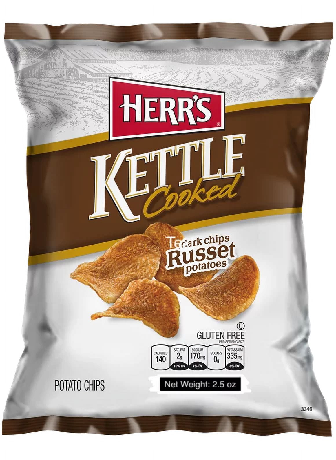 Herr's Dark Russet Kettle Cooked Potato Chips, 24-Pack Case 2.5 oz ...