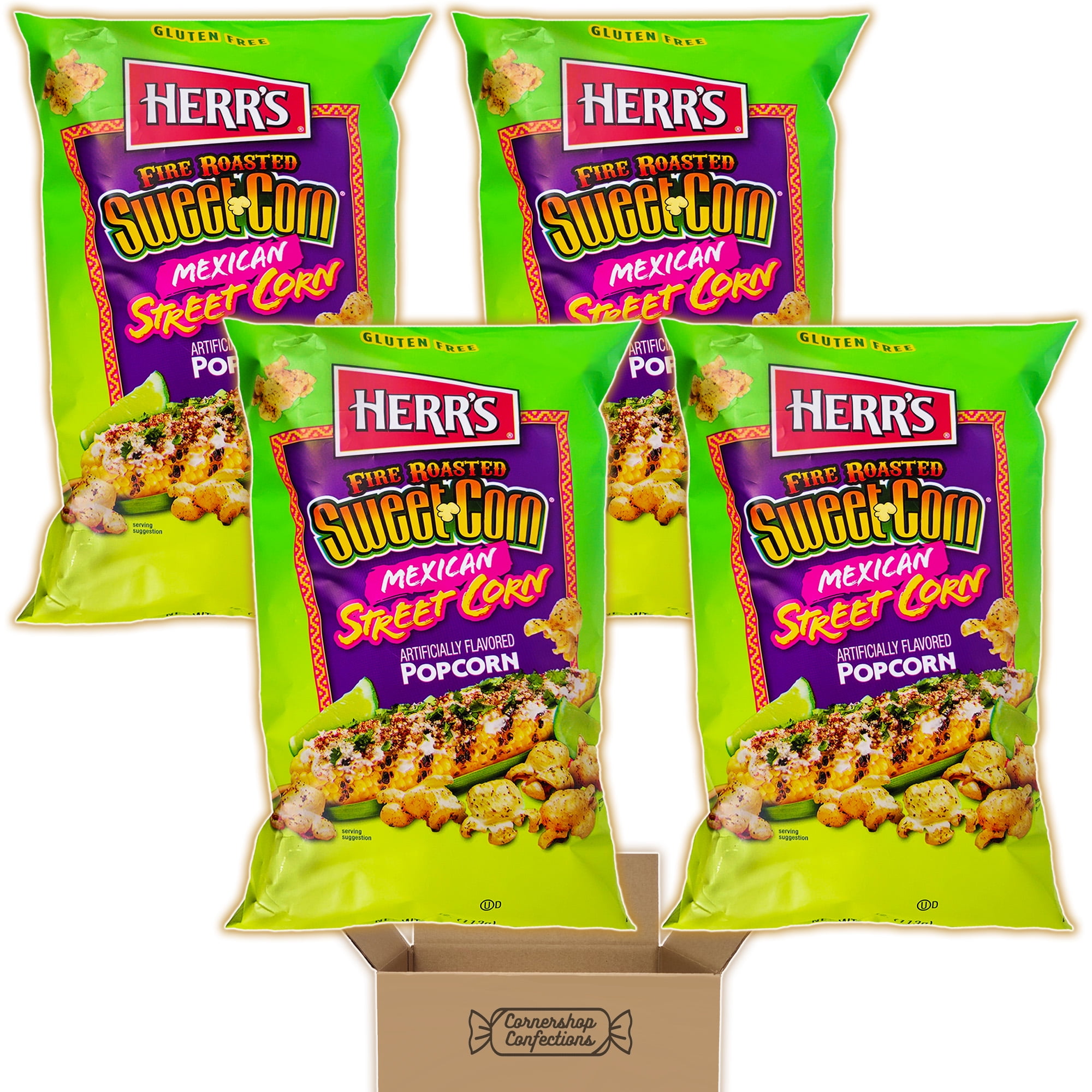 Herr's Fire Roasted Mexican Street Corn Bulk Bundle - 4 Large 4oz Bags ...