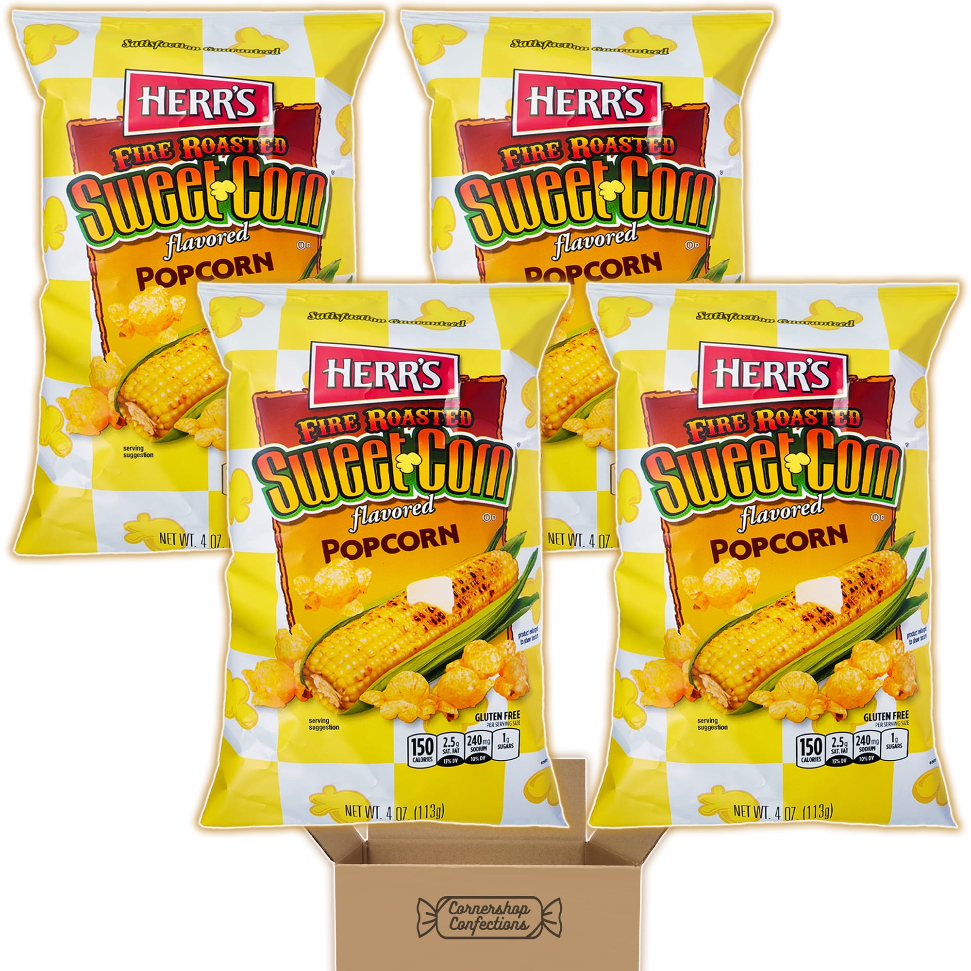 Herr's Fire Roasted Sweet Corn Bulk Bundle - 4 Large 4oz Bags of Air ...