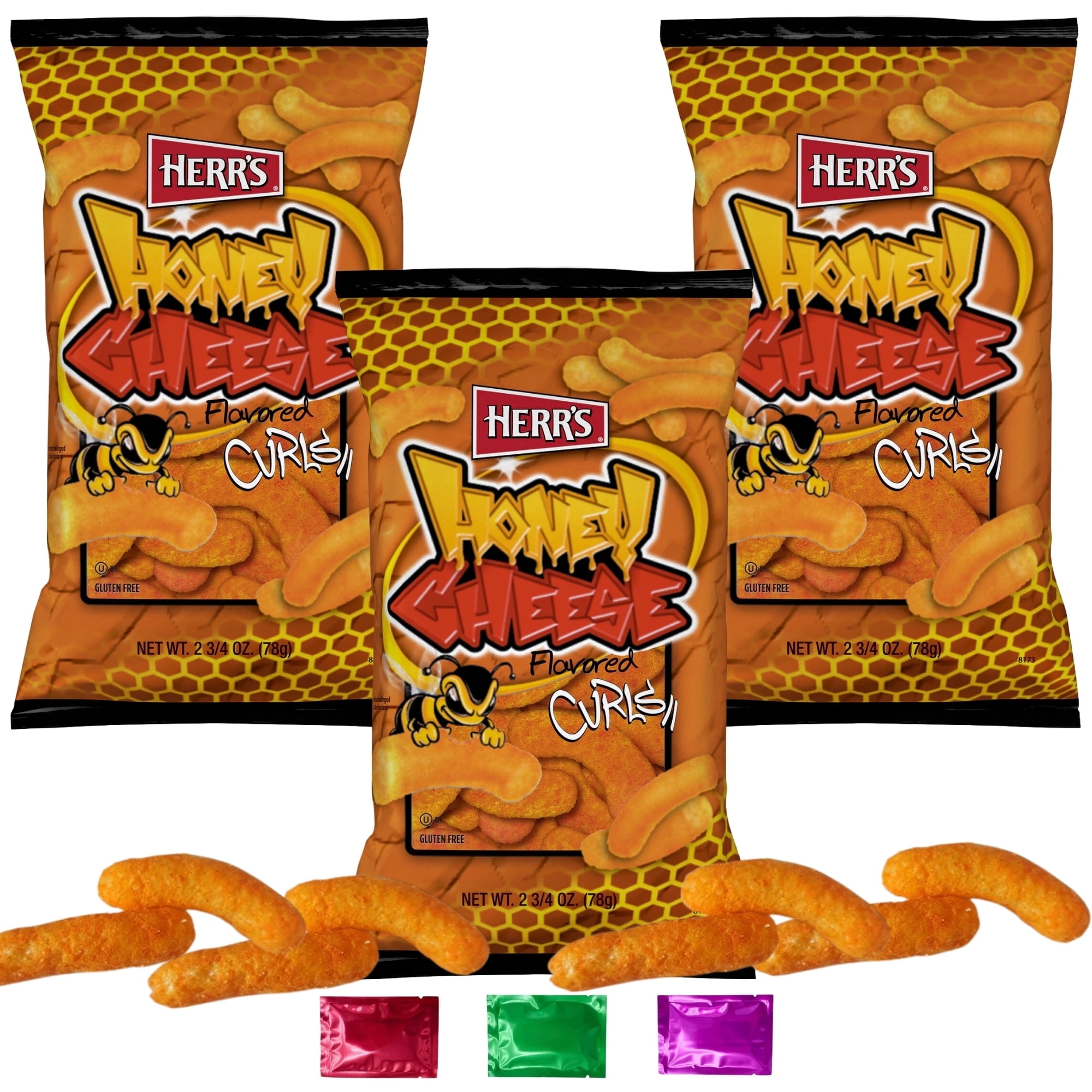 Herr's Honey Cheese Curls, Sweet Cheddar Flavored Snacks Puffs, School ...