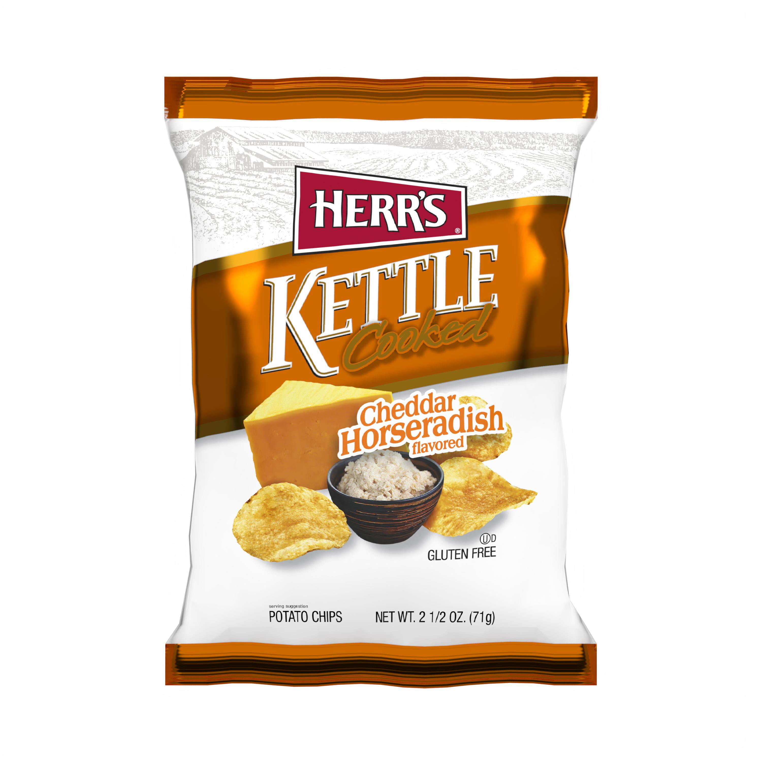 Herr's Kettle Cooked Cheddar Horseradish Flavored Potato Chips, 2.5 oz ...