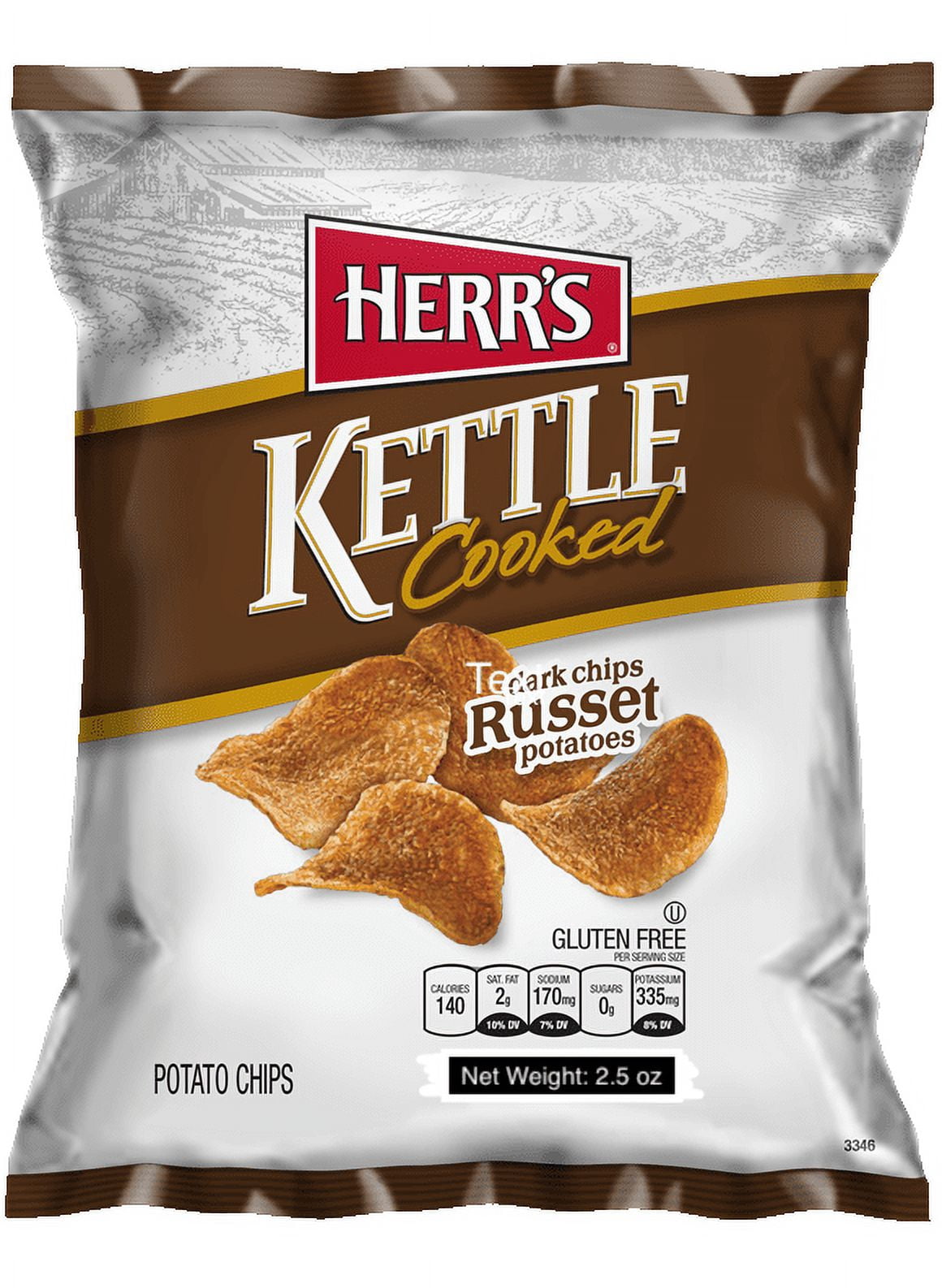 Herr's Kettle Cooked Dark Chip,Russet Potato Chips, 2.50 Ounce (Pack of ...
