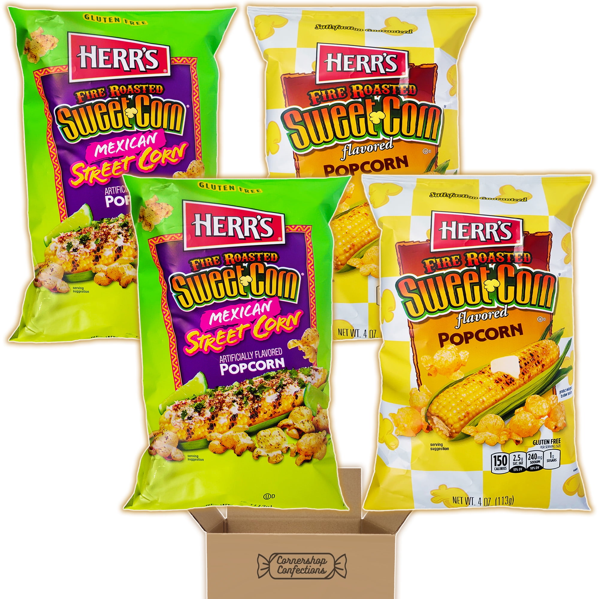 Herr's Large Fire Roasted Sweet Corn and Mexican Street Corn 4 Bag ...