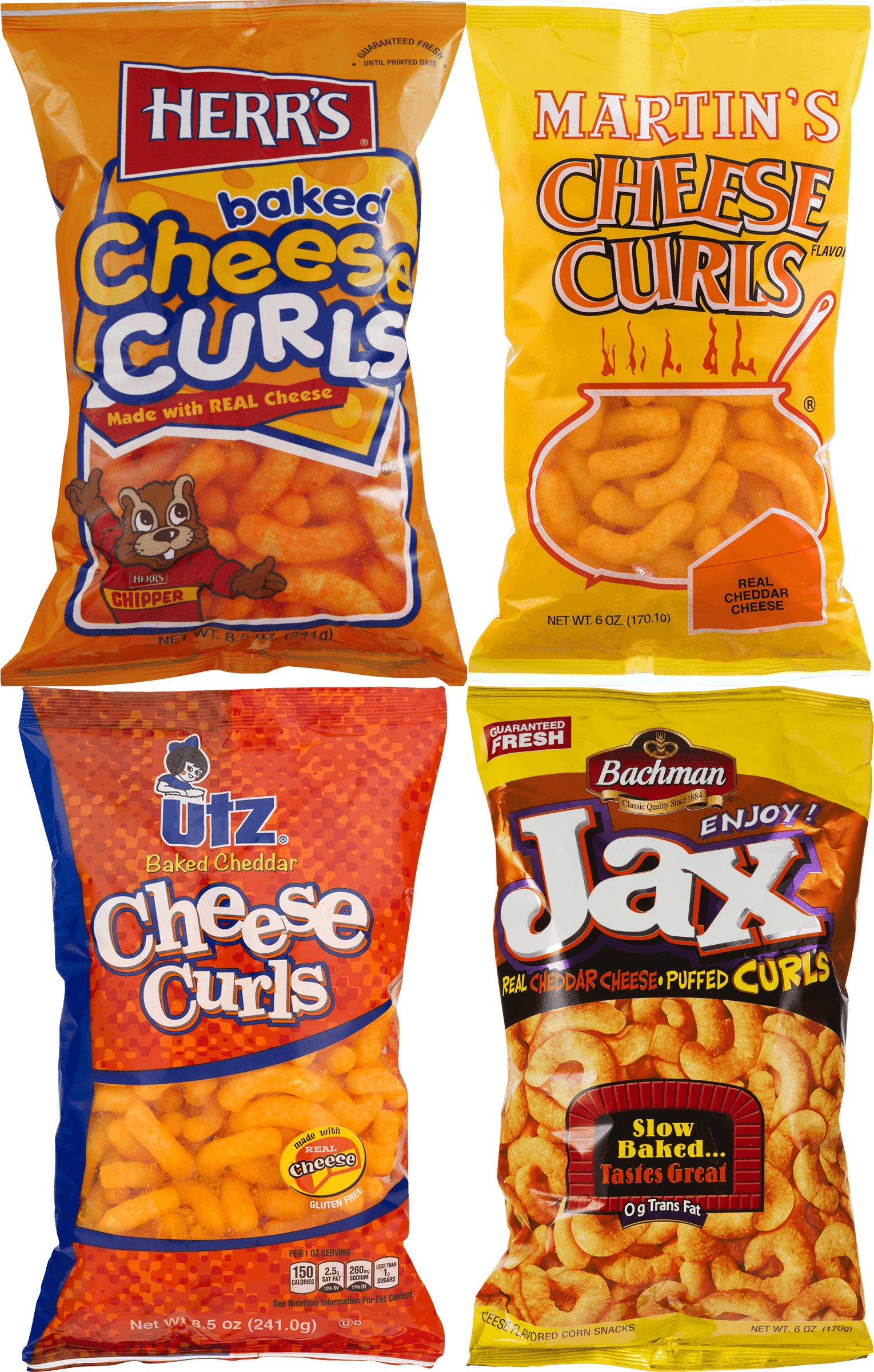 Herr's, Martin's Utz Assorted Baked Cheddar Cheese Curls Variety 4-Pack ...