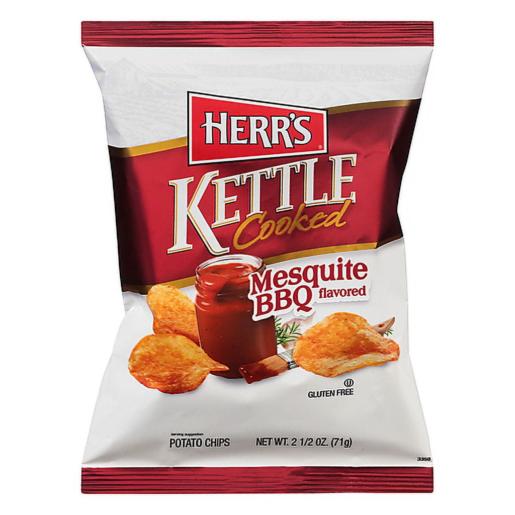 Herr's Mesquite BBQ Kettle Cooked Potato Chips, 24-Pack Case 2.5 oz ...
