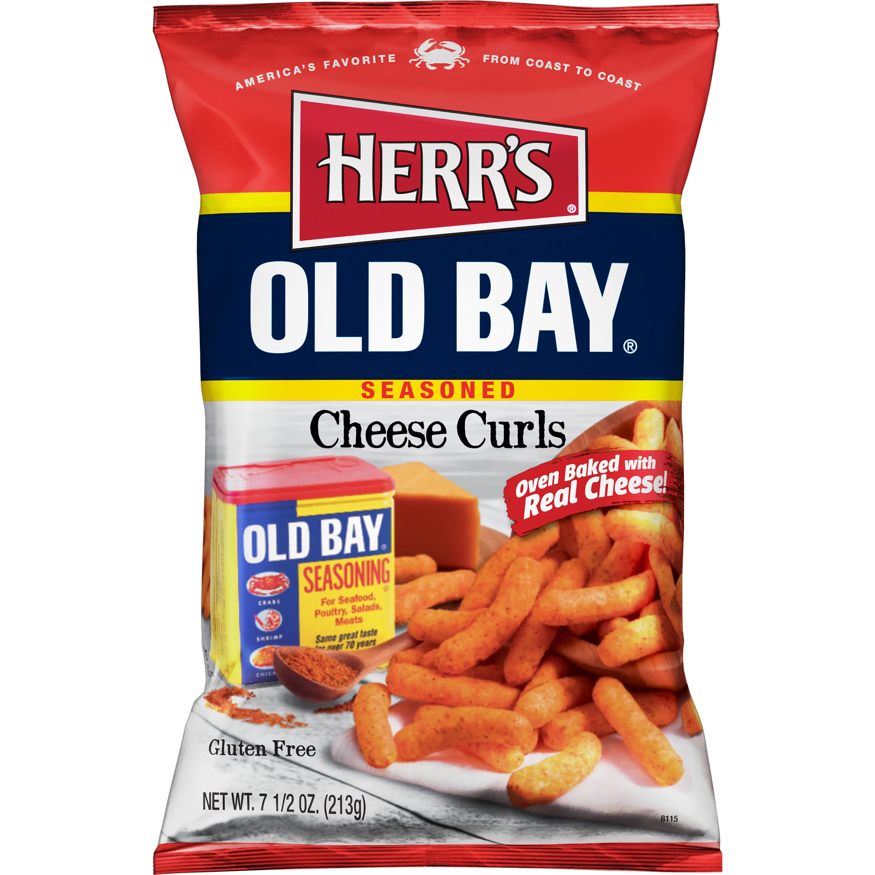 Herr's Old Bay Cheddar Cheese Curls - Oven Baked, Light and Fluffy, 7.5 ...