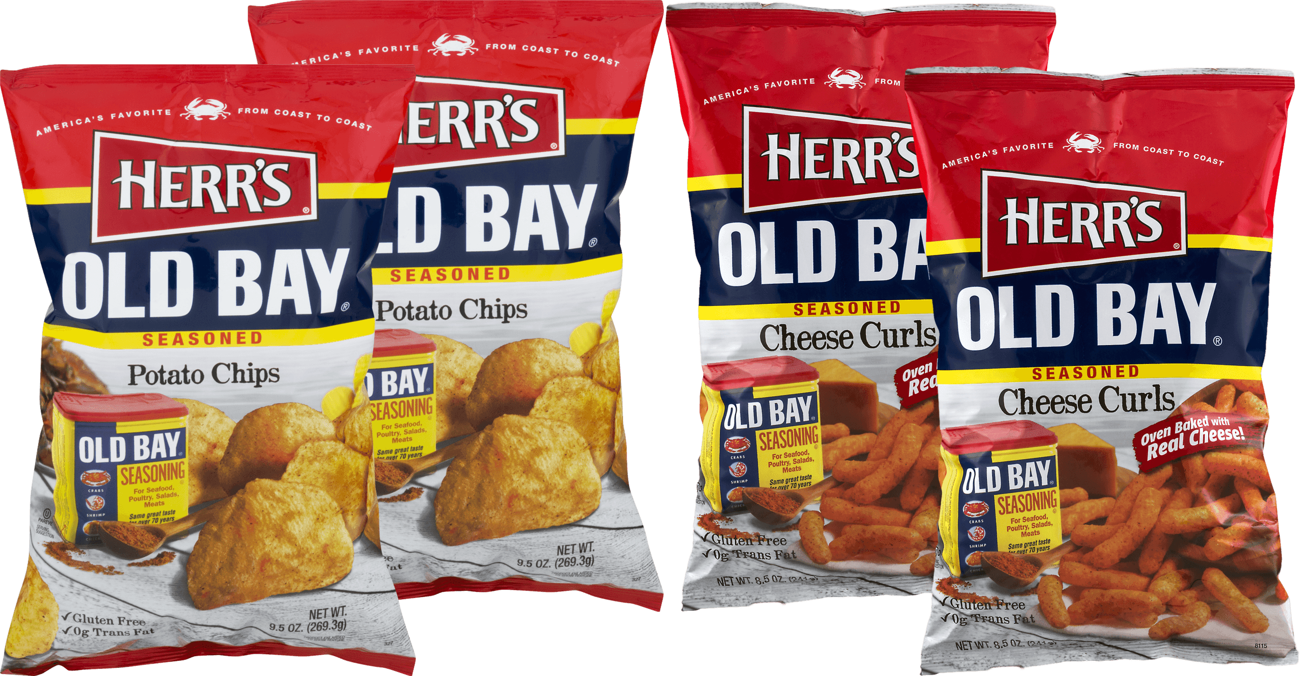Herr's Old Bay Seasoned Potato Chips & Old Bay Seasoned Cheese Curls ...