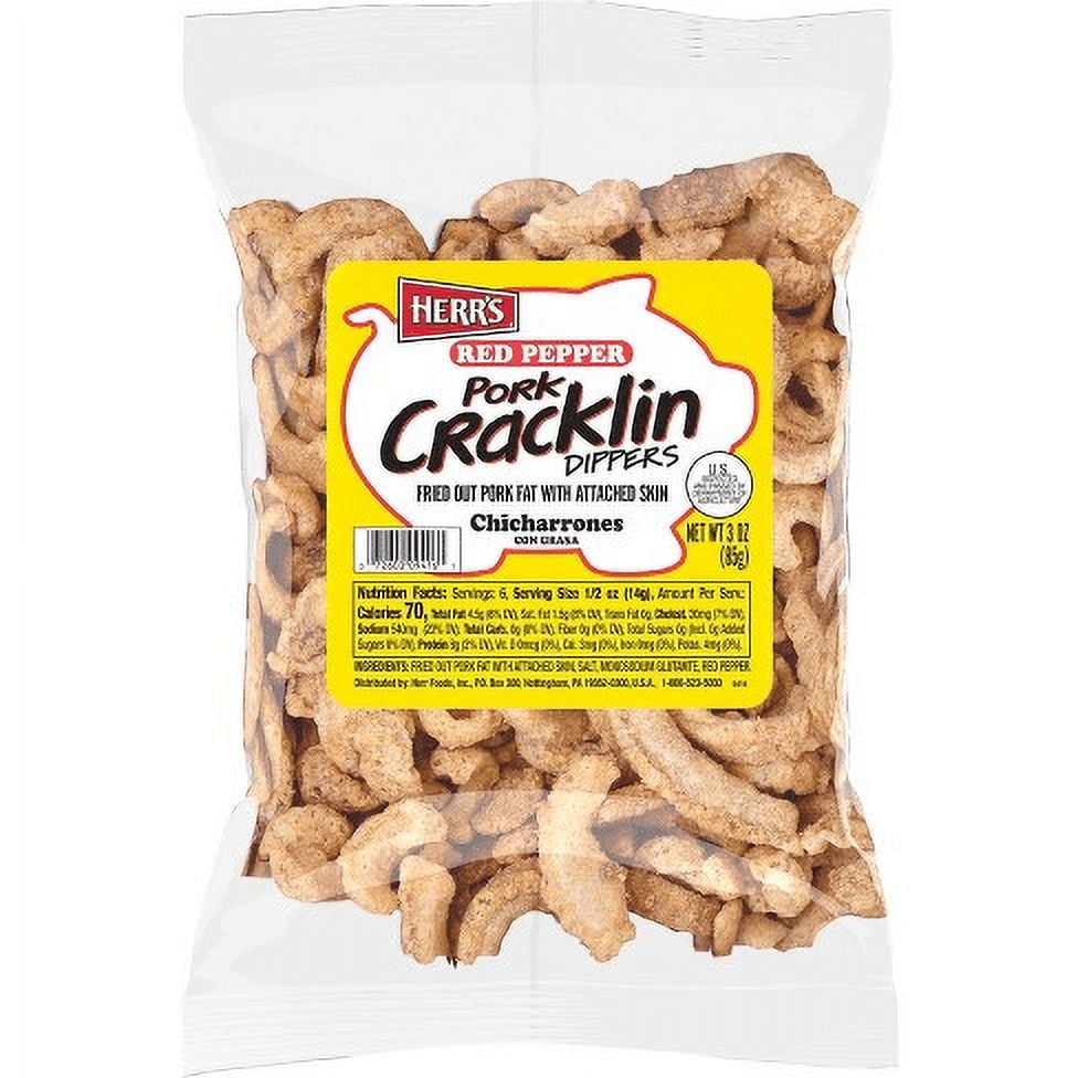Herr's Original Pork Skin Snack, Dipper Cracklins with Red Pepper, 6 ...