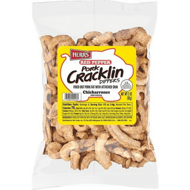 Herr's Original Pork Skin Snack, Dipper Cracklins with Red Pepper, 6 ...