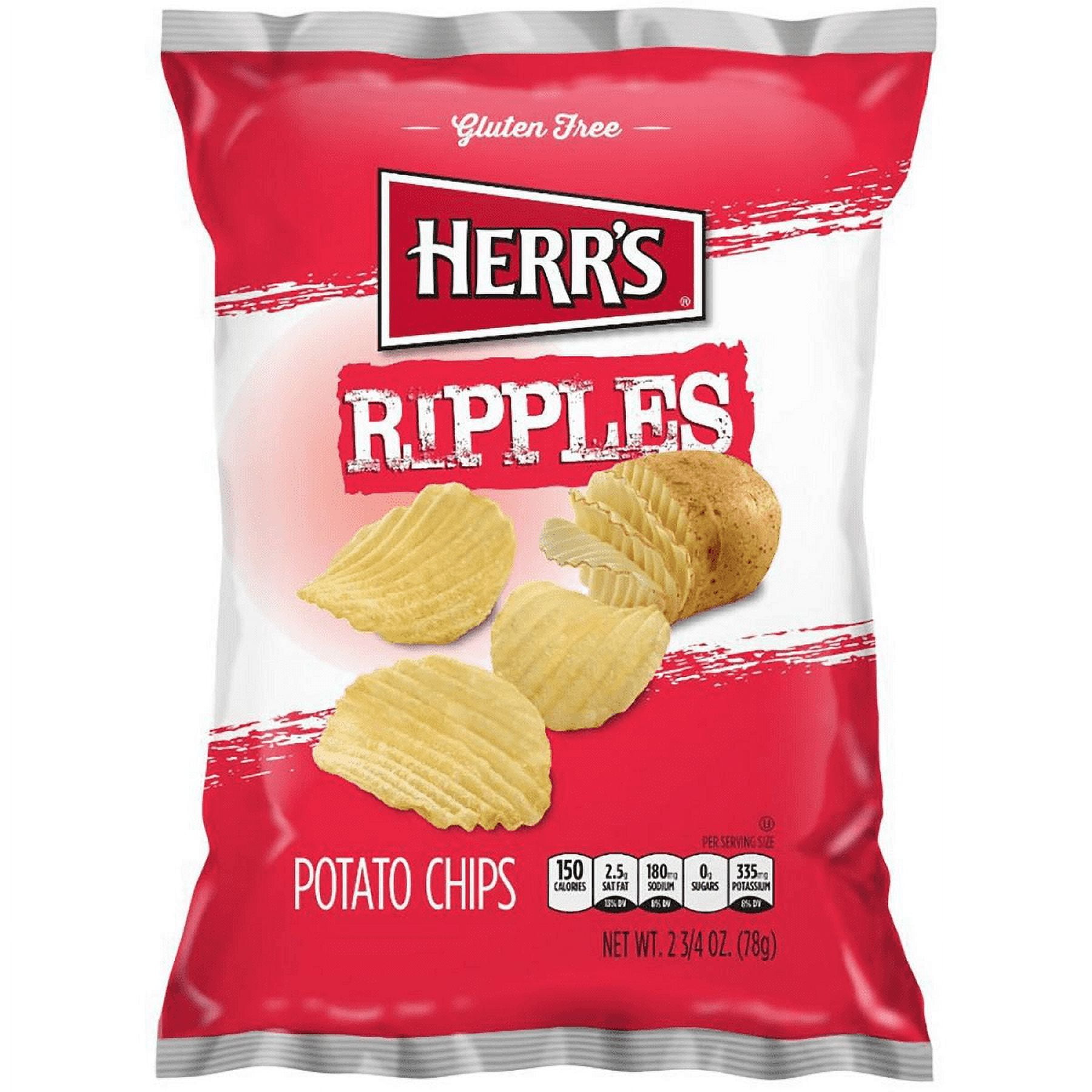 Herr's Original Ripples Potato Chips, 24-Pack Case 2.75 oz. Single ...