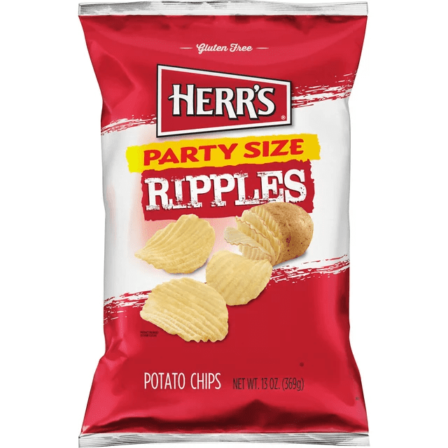 Herr's Original Ripples Potato Chips, 3-Pack 13 oz. Party Size Bags ...