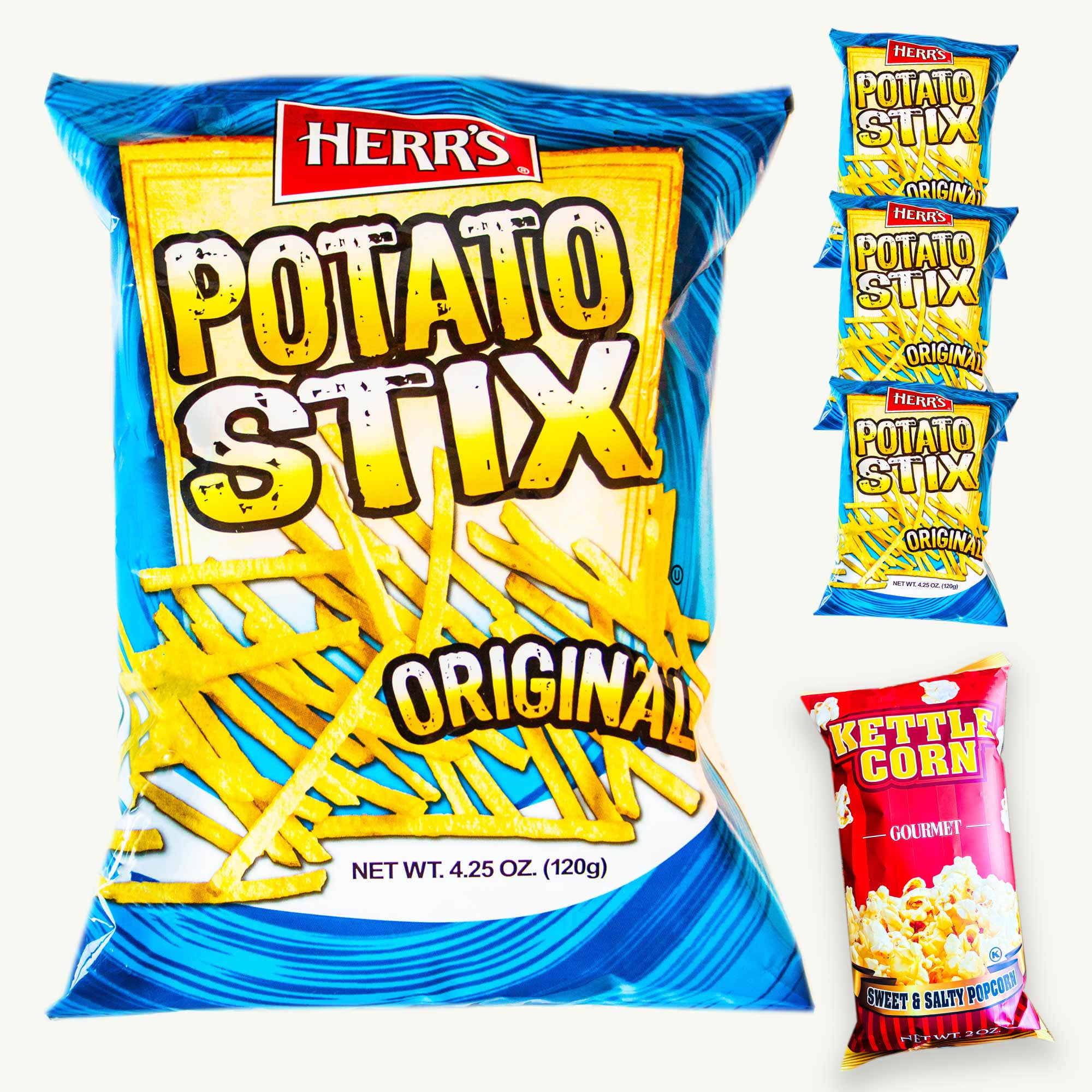 Herr's Potato Stix (4, 4.25oz bags) - Sweet and Salty Kettle Popcorn ...