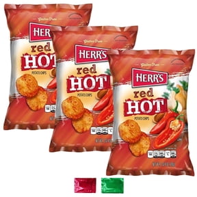 Red Chips Snacks Collection Featuring Hot and Flavored Potato Chips