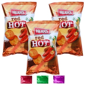 Red Chips Snacks Collection Featuring Hot and Flavored Potato Chips
