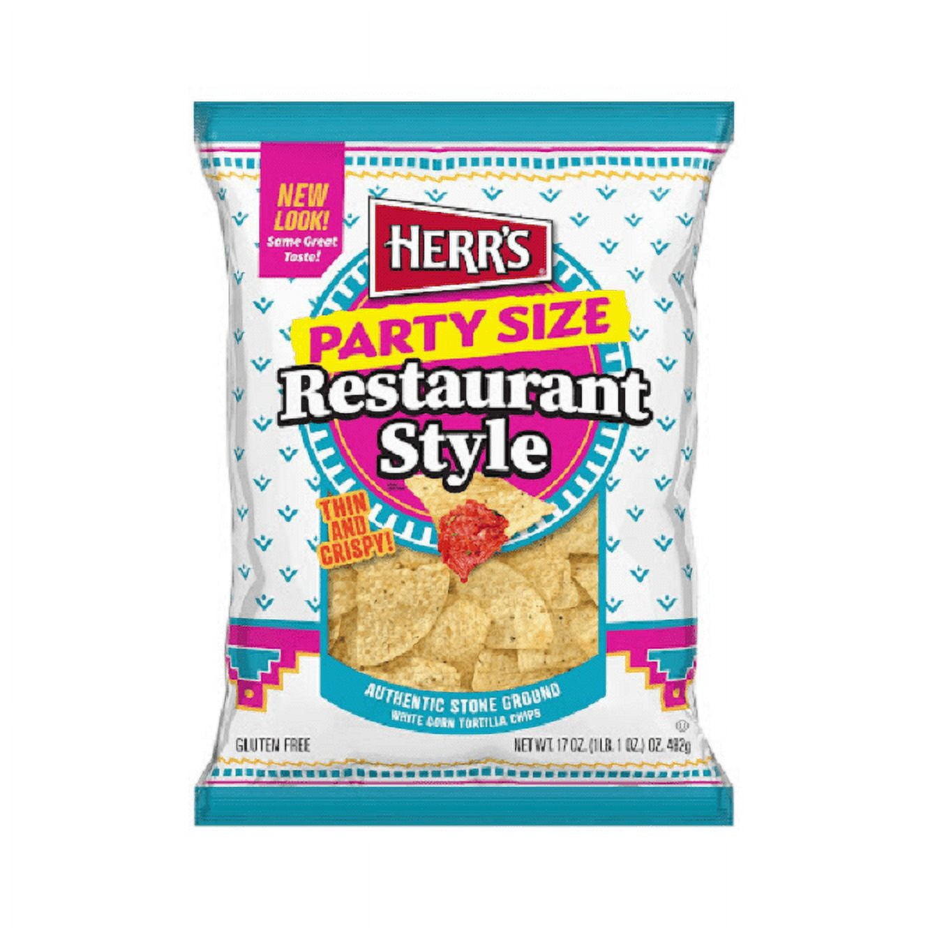 Herr's Restaurant Style Tortilla Chips, 100% White Corn, 2-Pack 17 oz ...